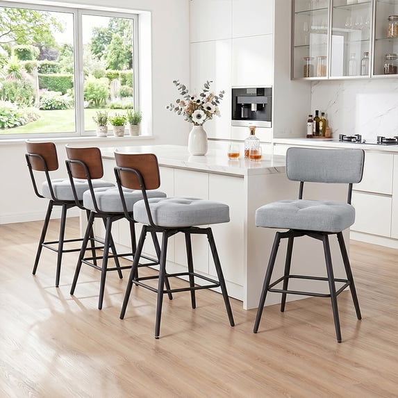 Modern Bar Stools, Counter Height Stools Set of 4 – Metal Legs, Ideal ...