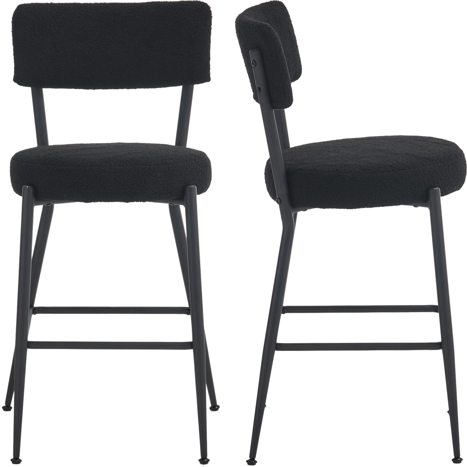 Modern Bar Stools Set of 2, 25 inch Upholstered Counter Height Bar ...