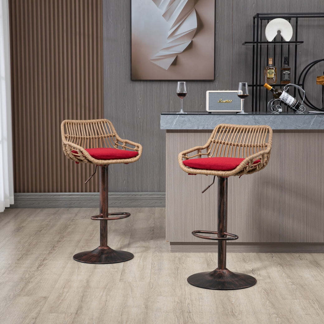 Modern Bar Stools Set of 2, 360° Swivel Adjustable Counter Height ...