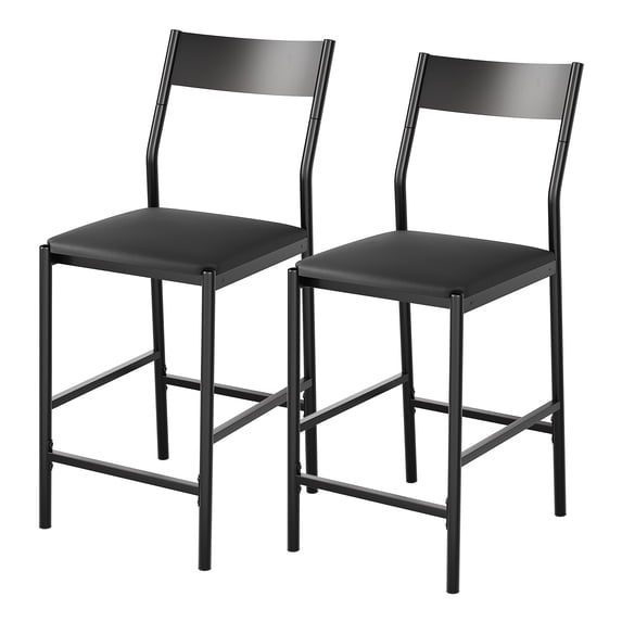 Modern Bar Stools Set of 2/4, 24 Inch Counter Height, PU Leather ...