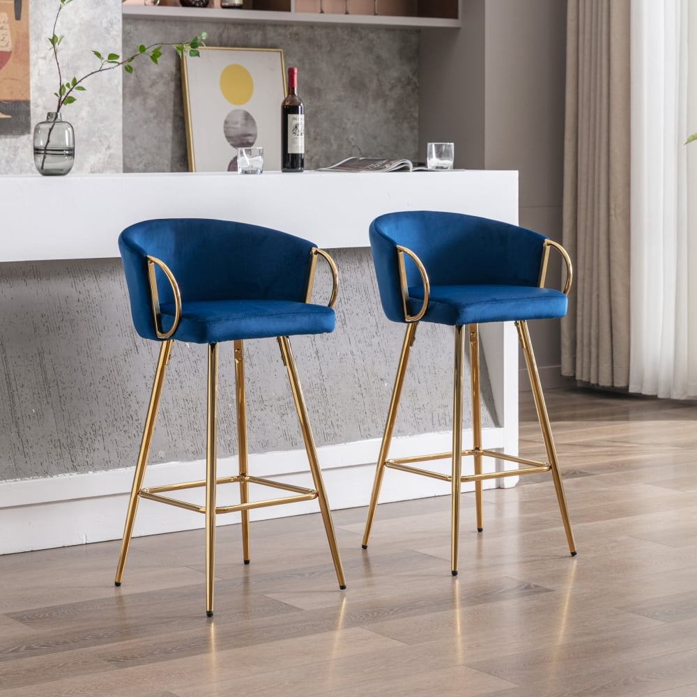 Modern Bar Stools Set of 2, Contemporary 26 Inches Seat Height Tall ...