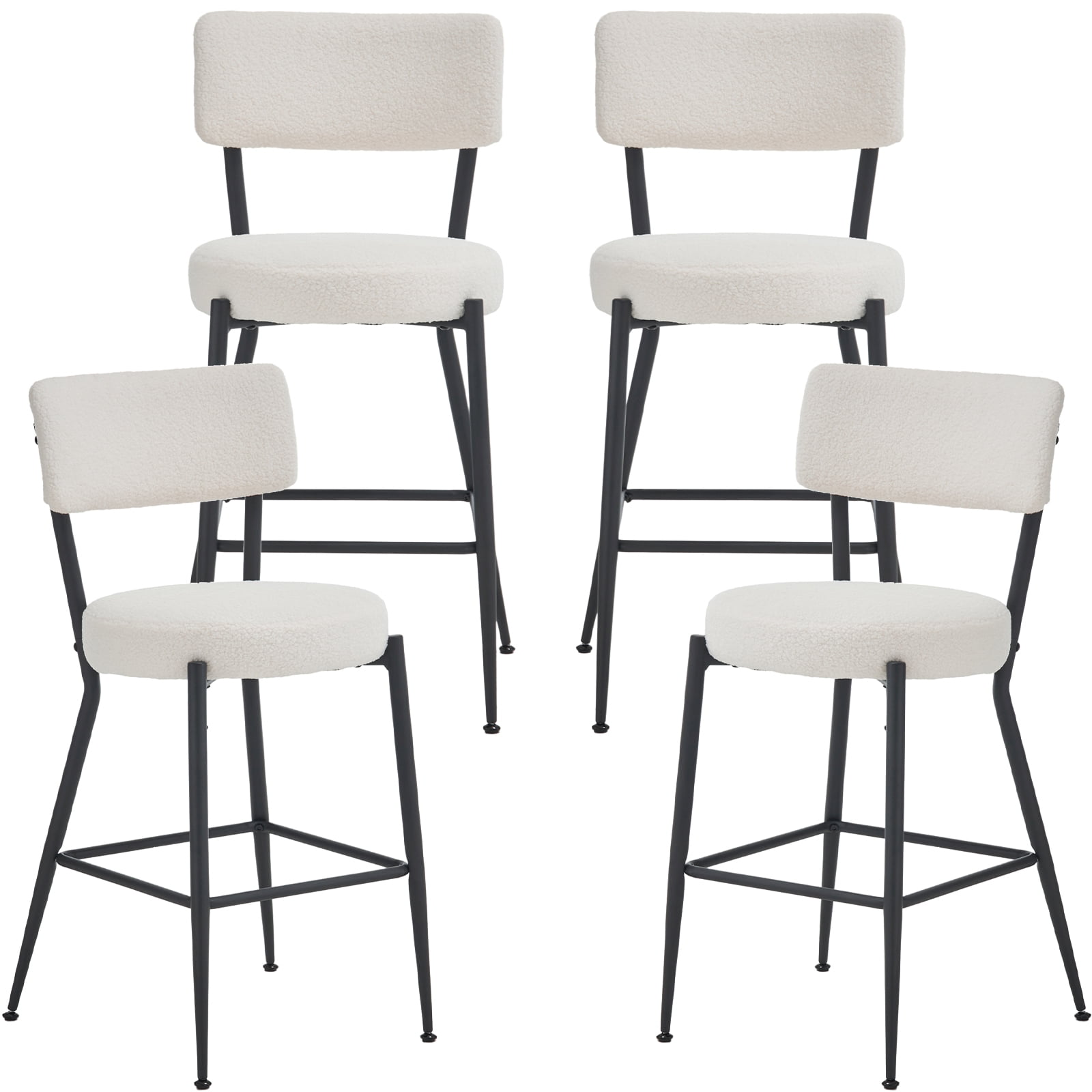 Modern Bar Stools Set of 4, 25 inch Upholstered Counter Height Bar ...