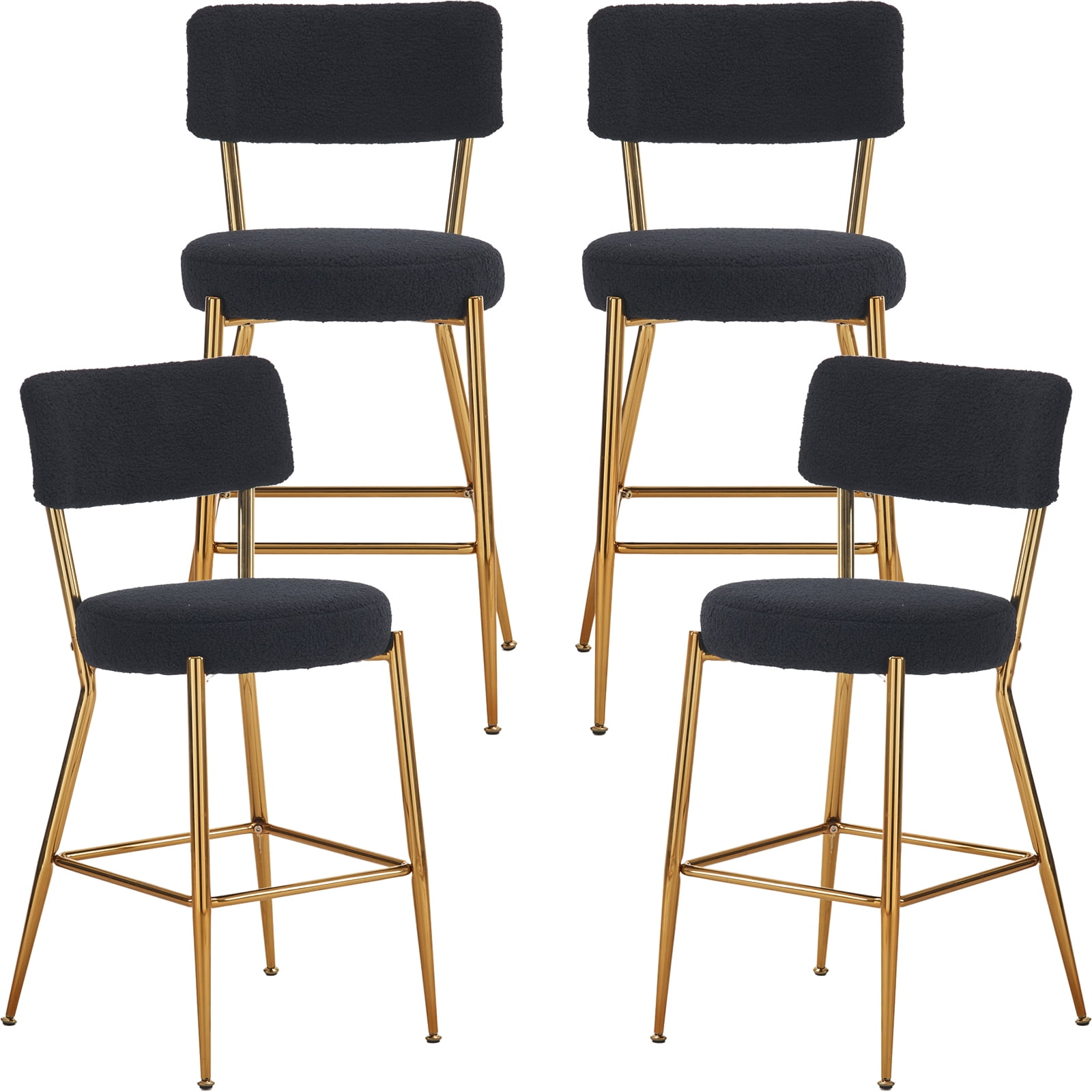 Modern Bar Stools Set of 4, 25 inch Upholstered Counter Height Bar ...