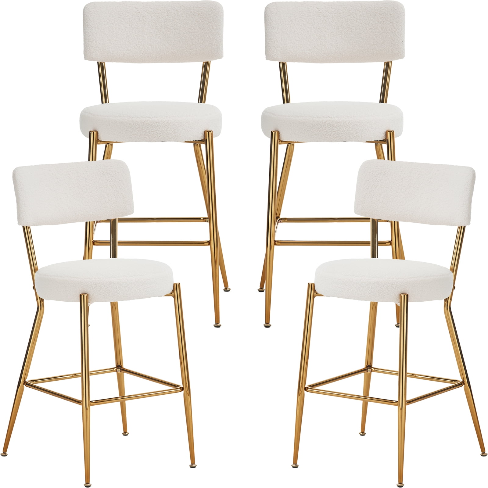 Modern Bar Stools Set of 4, 25 inch Upholstered Counter Height Bar ...