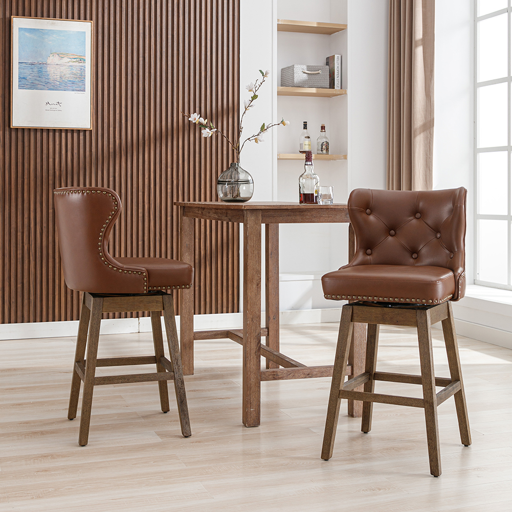 Modern Bar Stools Set Of 2, 360 Degrees Swivel Counter Height Chairs ...
