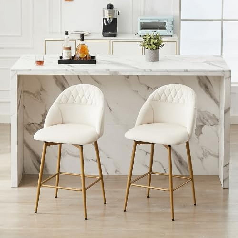 Modern Bar Stools Set of 2, Swivel Counter Height Bar Stools with Back ...