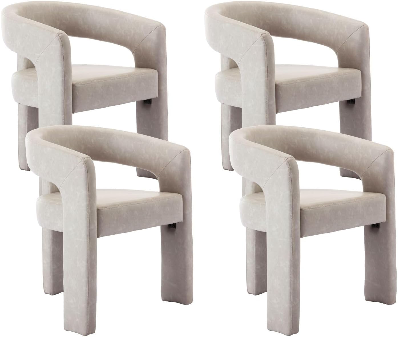 Modern Barrel Dining Chair, PU Leather Upholstered Accent Side Chair ...