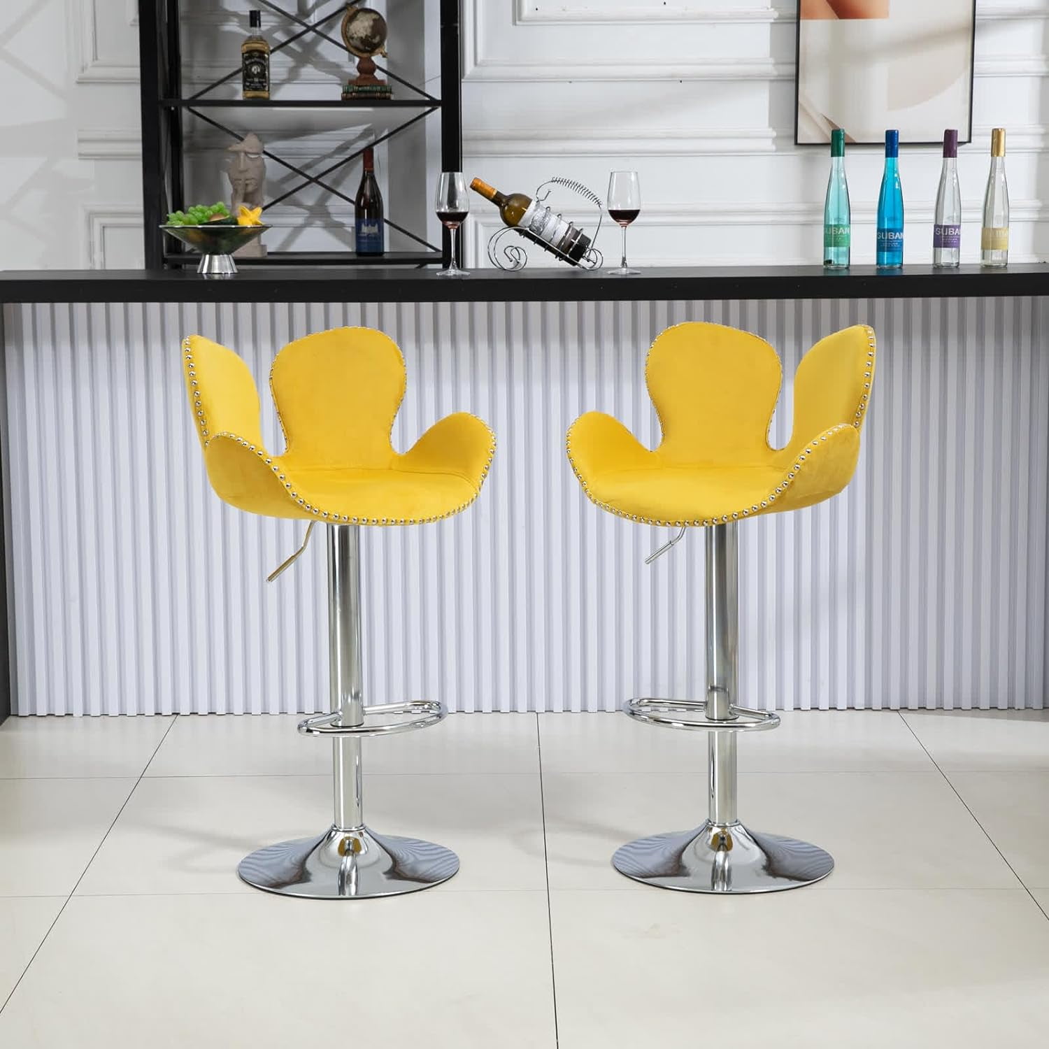 Modern Barstools Set of 2, Counter Height Bar Stools, 360 Swivel Bar ...