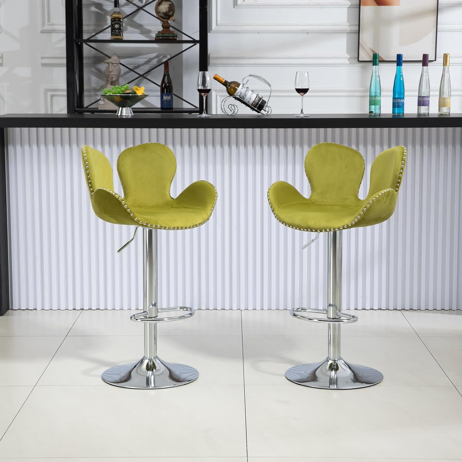 Modern Barstools Set of 2, Counter Height Bar Stools, 360 Swivel Bar ...
