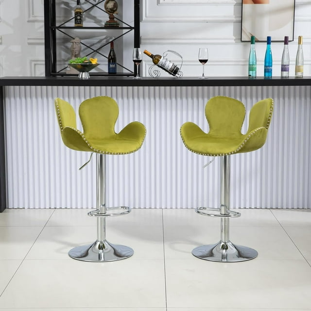 Modern Barstools Set of 2, Counter Height Bar Stools, 360 Swivel Bar ...
