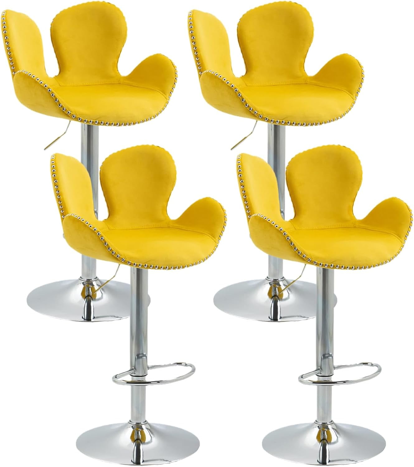 Modern Barstools Set of 4, Counter Height Bar Stools, 360 Swivel Bar ...