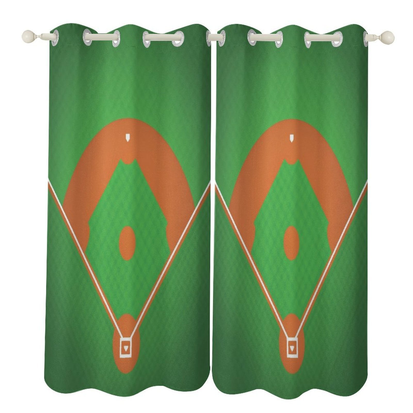 Modern Baseball Field Pattern (2)-2 Window Blackout Curtain 3d Printed ...