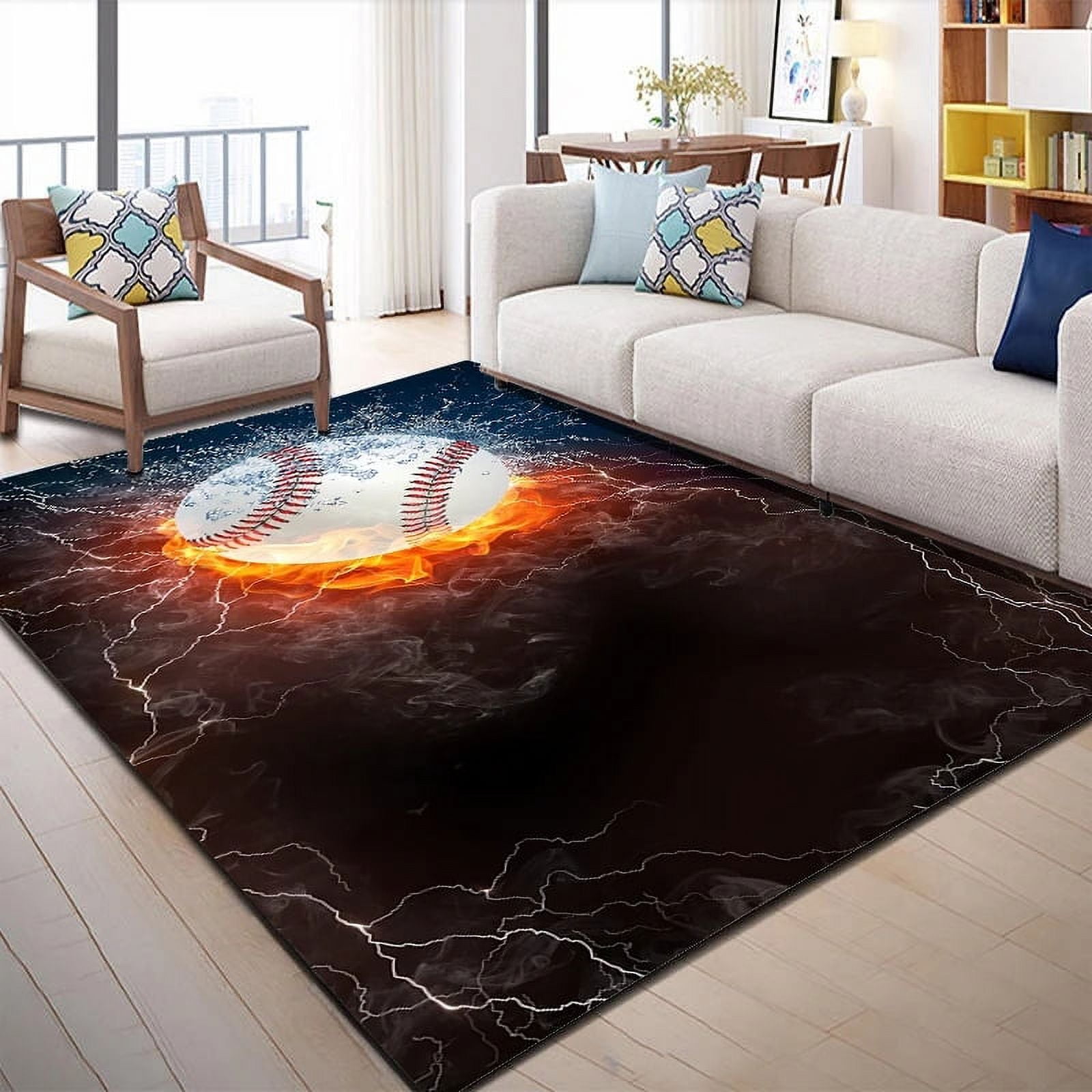 Modern Baseball Field Pattern Area Rugs Green Carpet Suitable for ...