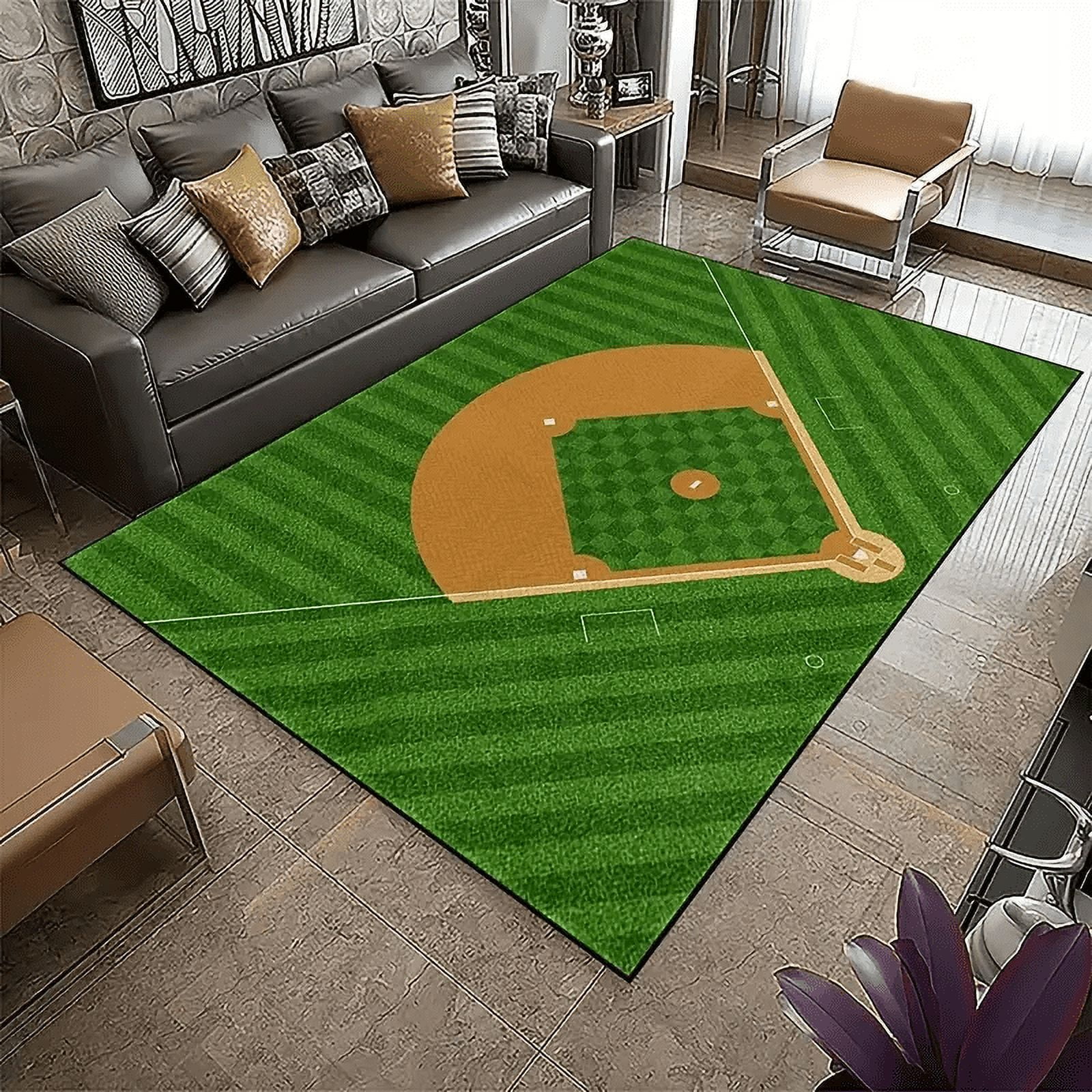 Modern Baseball Field Pattern Area Rugs Green Carpet Suitable for ...