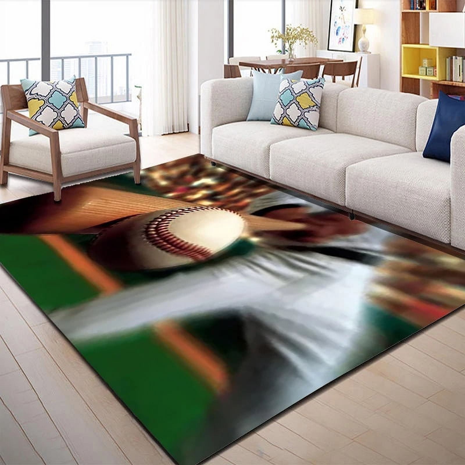 Modern Baseball Field Pattern Area Rugs Green Carpet Suitable for ...