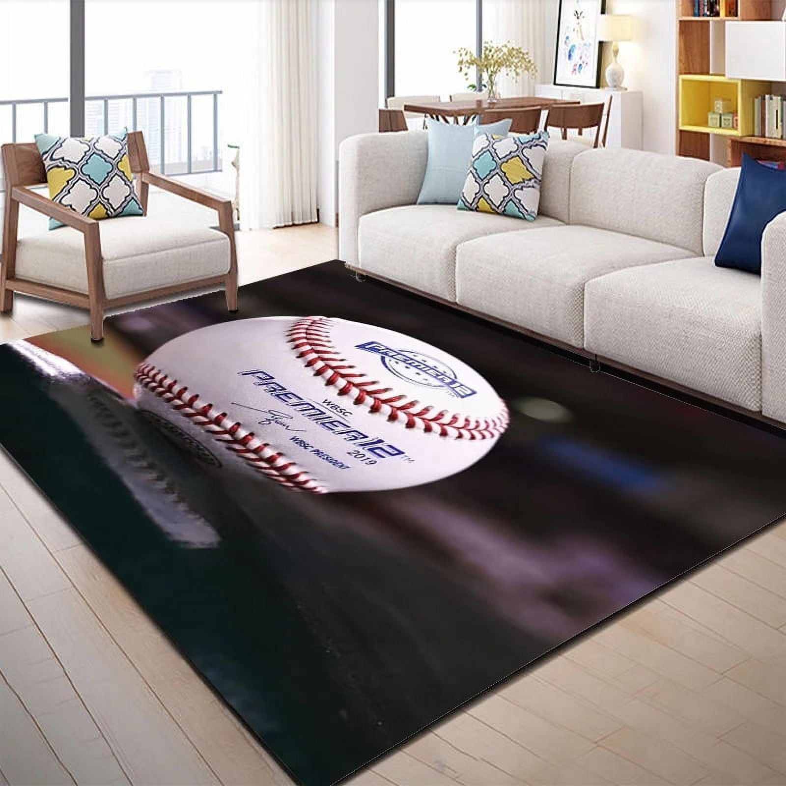 Modern Baseball Field Pattern Area Rugs Green Carpet Suitable for ...
