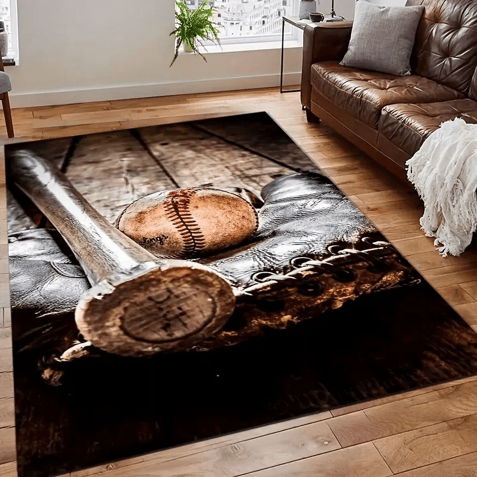 Modern Baseball Field Pattern Area Rugs Green Carpet Suitable for ...