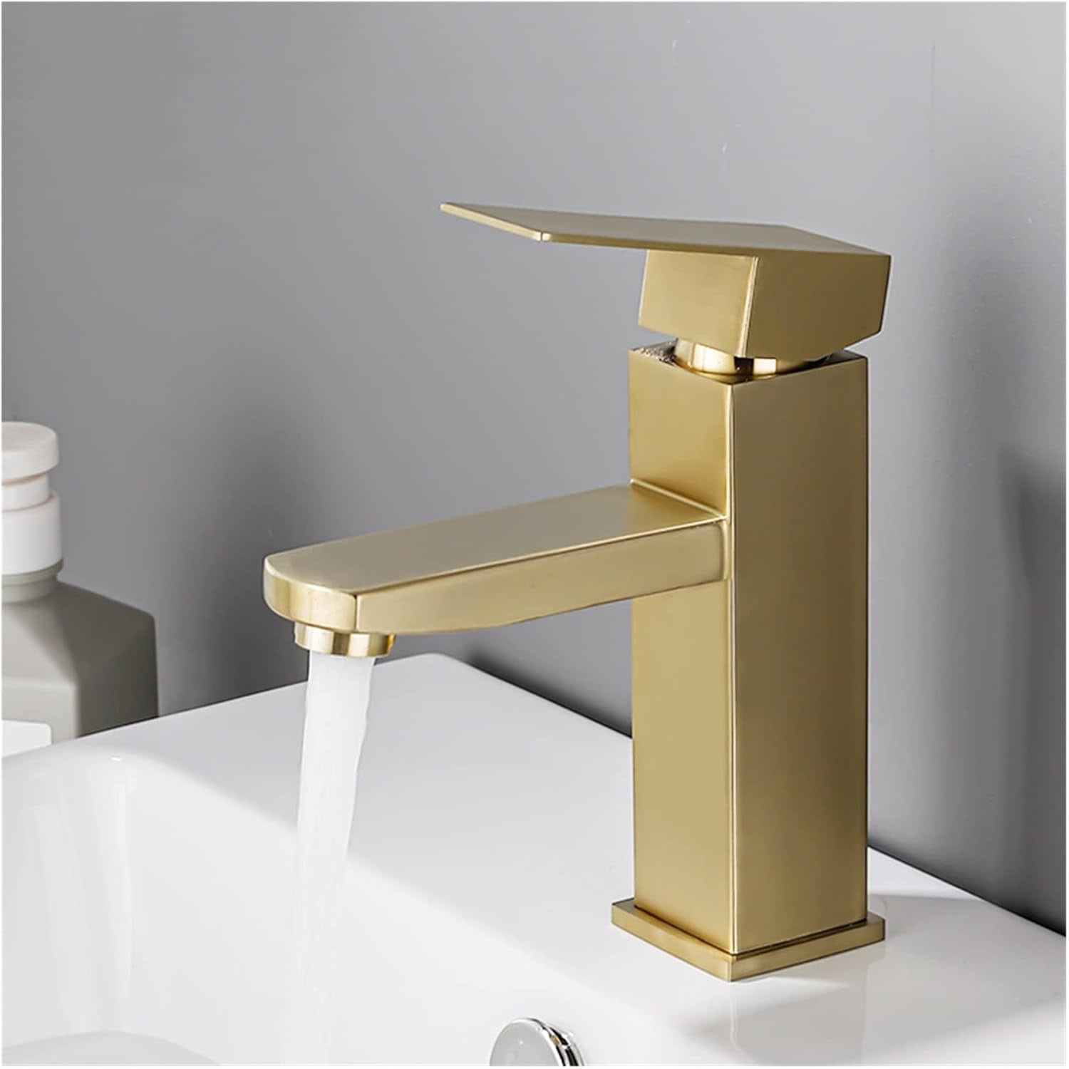 Modern Basin Faucet Bathroom Brushed Gold Faucet Deck Mounted Basin ...