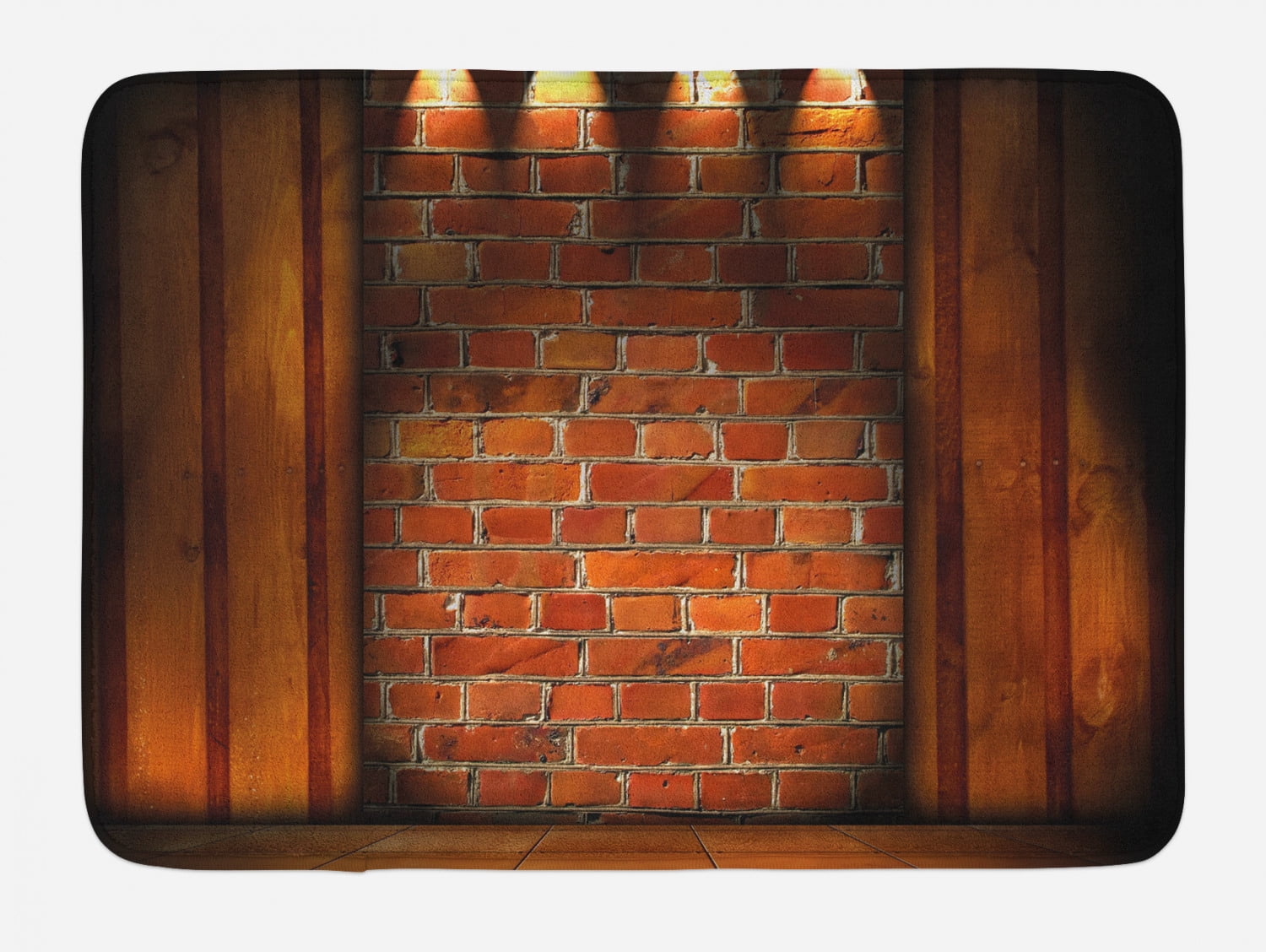 Modern Bath Mat, Wall Semidarkness Brickwork Indoors Concept Shady ...
