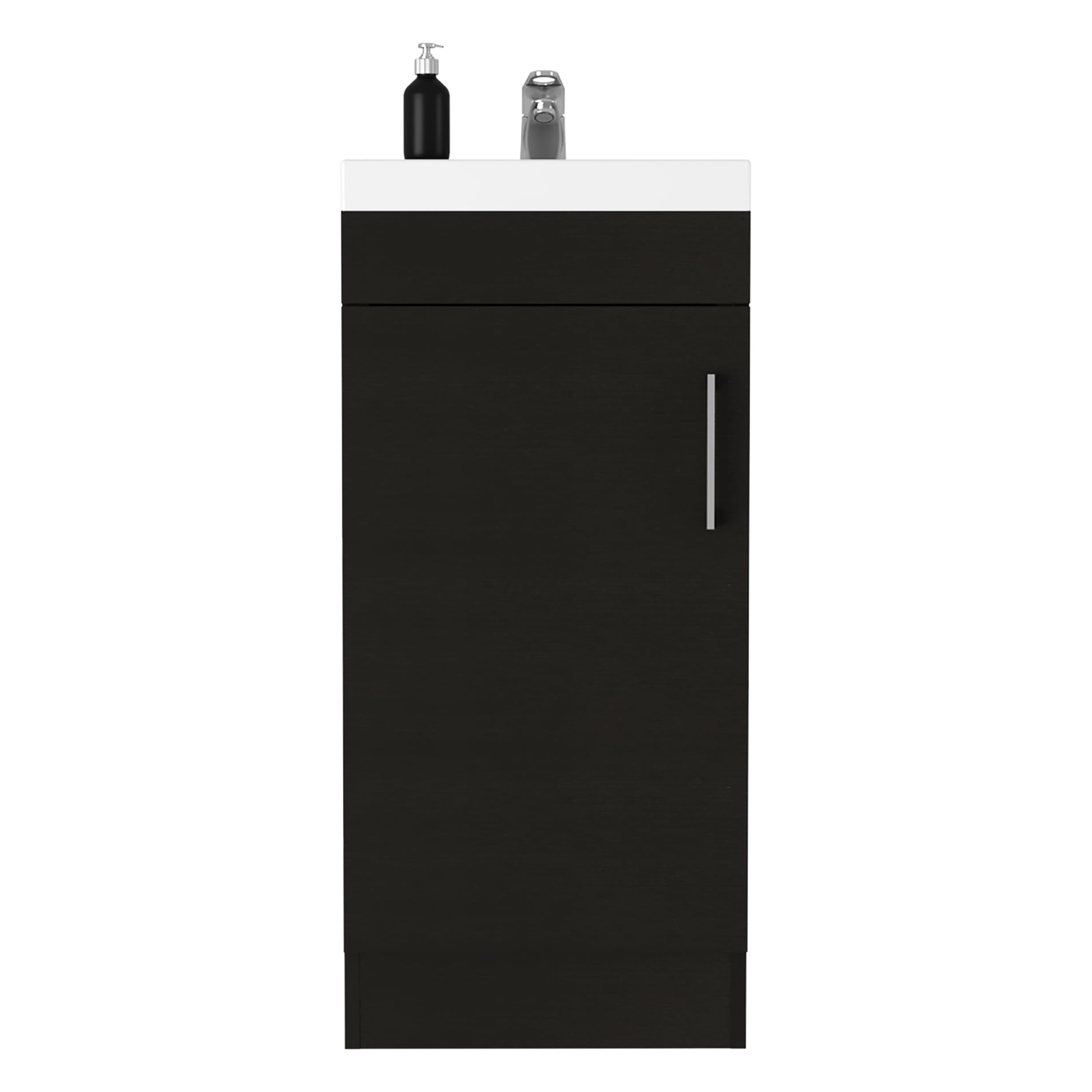 Modern Bathroom Cabinet - Black Particle Board Single Door With Metal ...