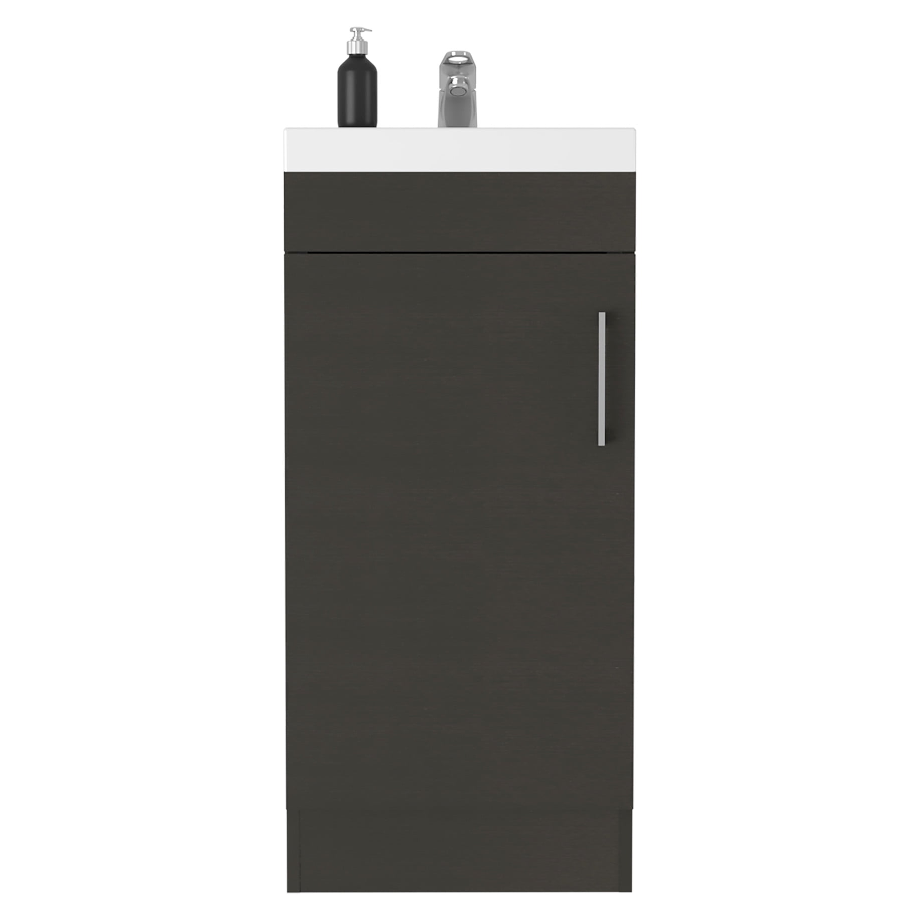 Modern Bathroom Cabinet - Black Particle Board Single Door Metal Handle ...