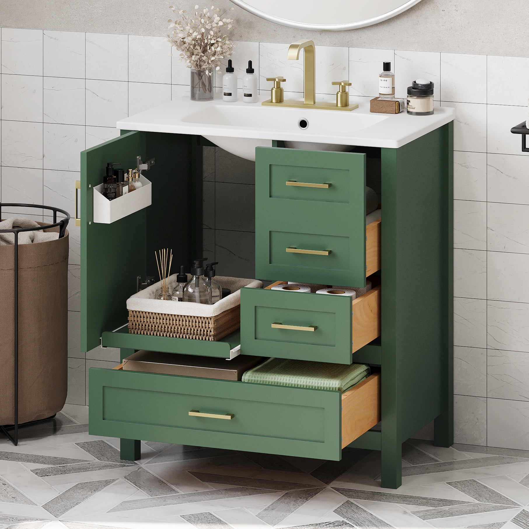 Modern Bathroom Cabinet Vanity With Sink, Construction, Ample Storage ...