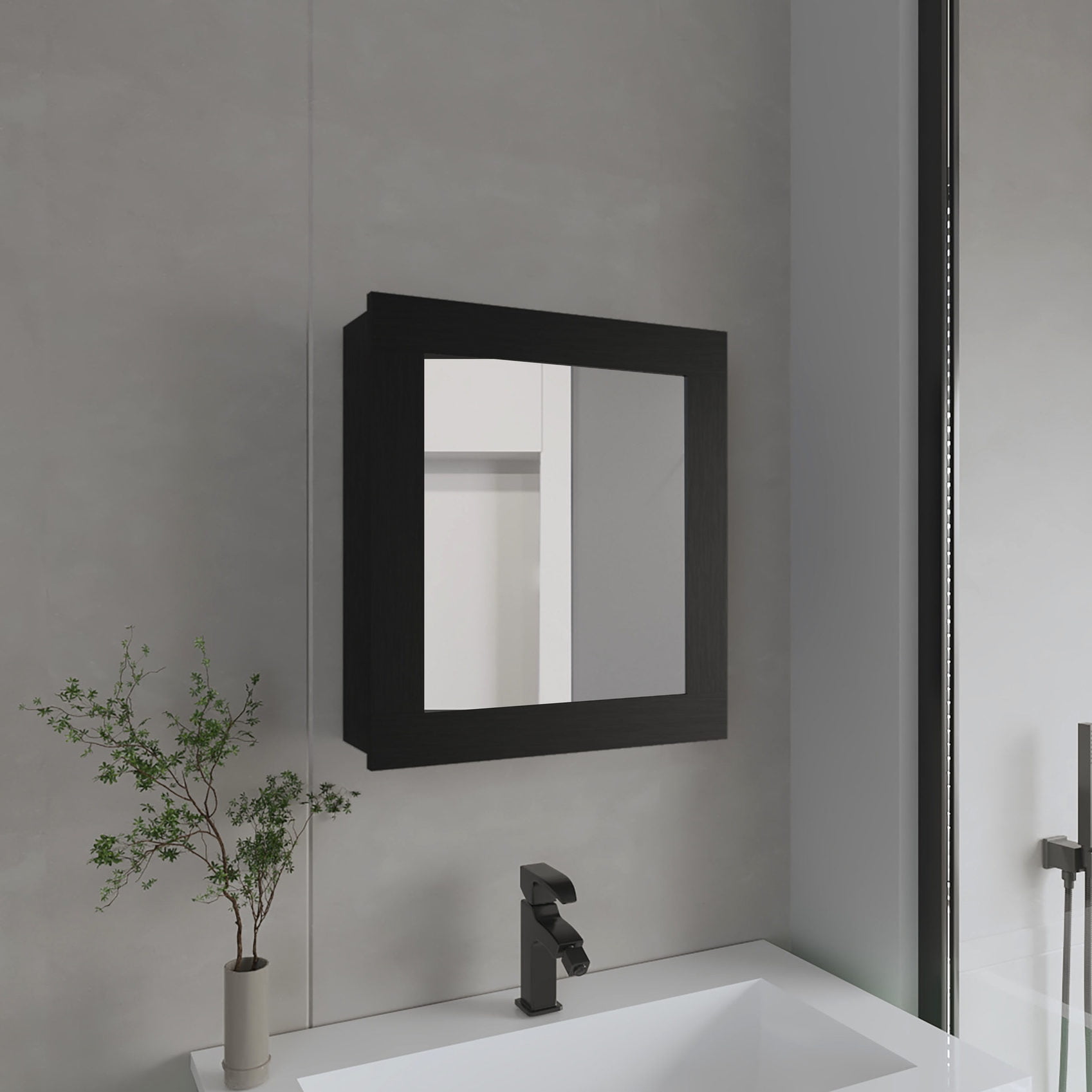 Modern Bathroom Cabinet with Mirror and Shelving - Store Bathroom Items ...