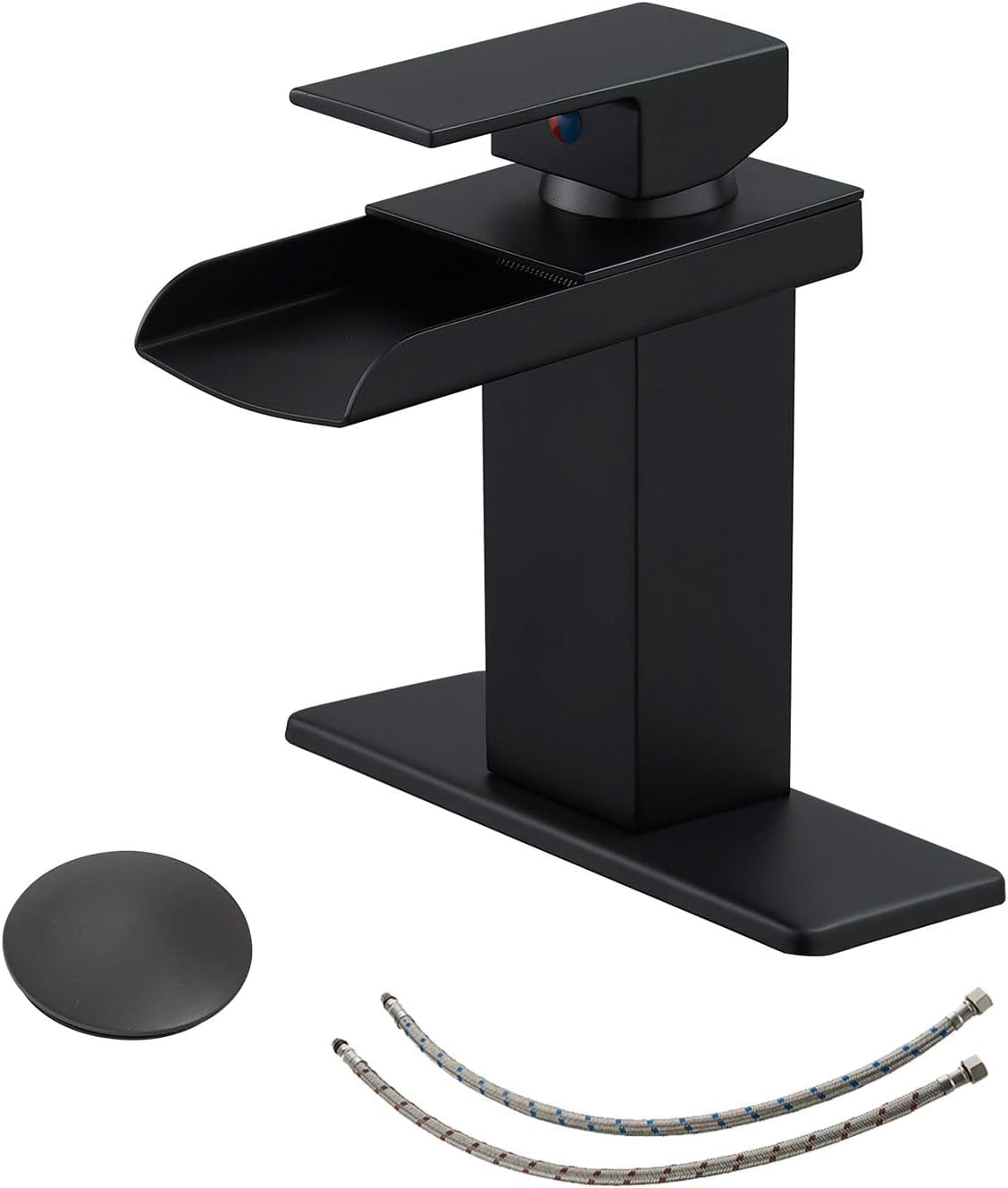 Modern Bathroom Sink Faucet Lavatory Mixer Tap Black Waterfall Design ...