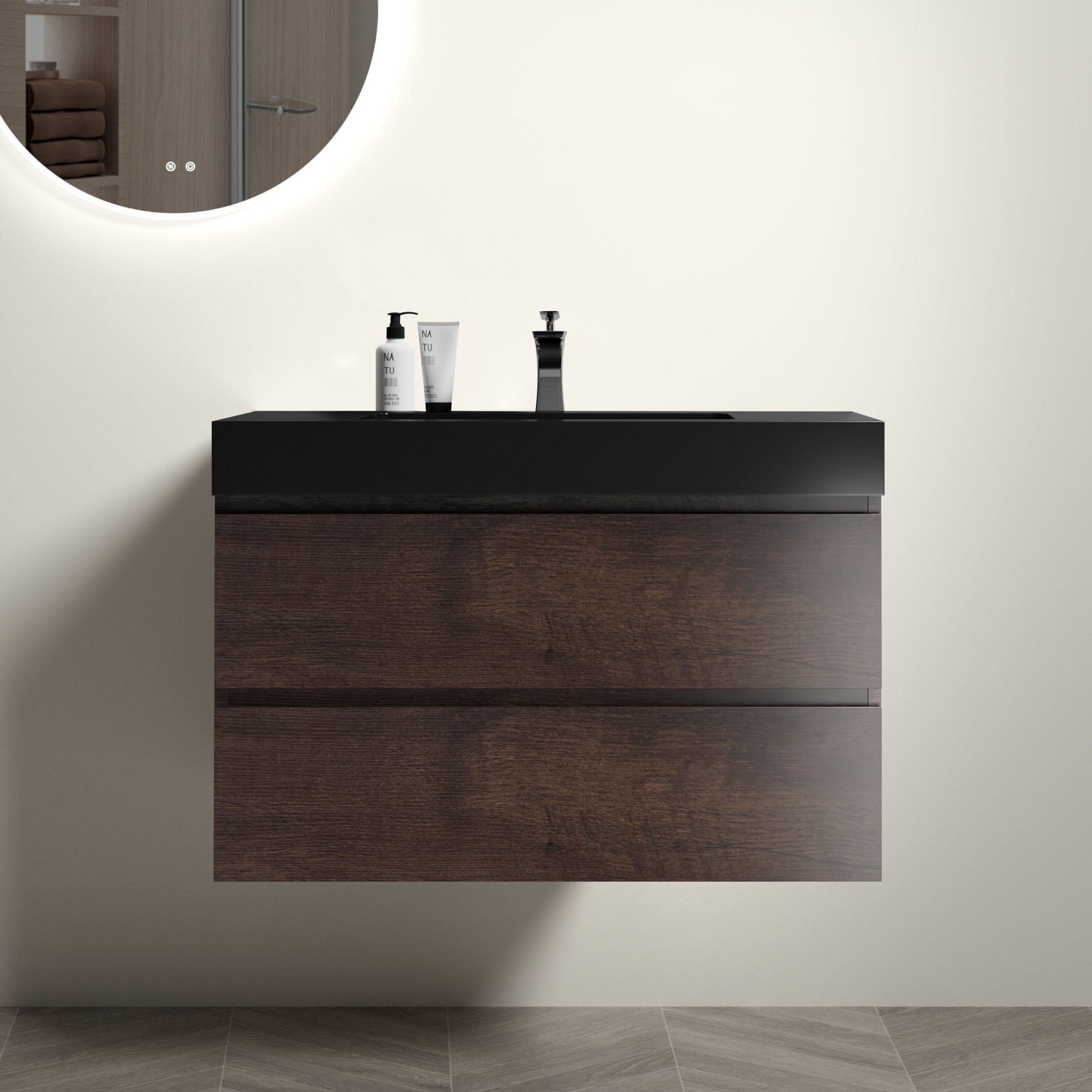 Modern Bathroom Vanity - 36" Walnut, Spacious Storage, Silent , Stylish ...