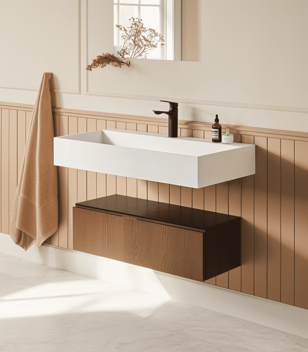 Modern Bathroom Vanity 36" x 18" Solid Surface Wall Mount Rectangle ...