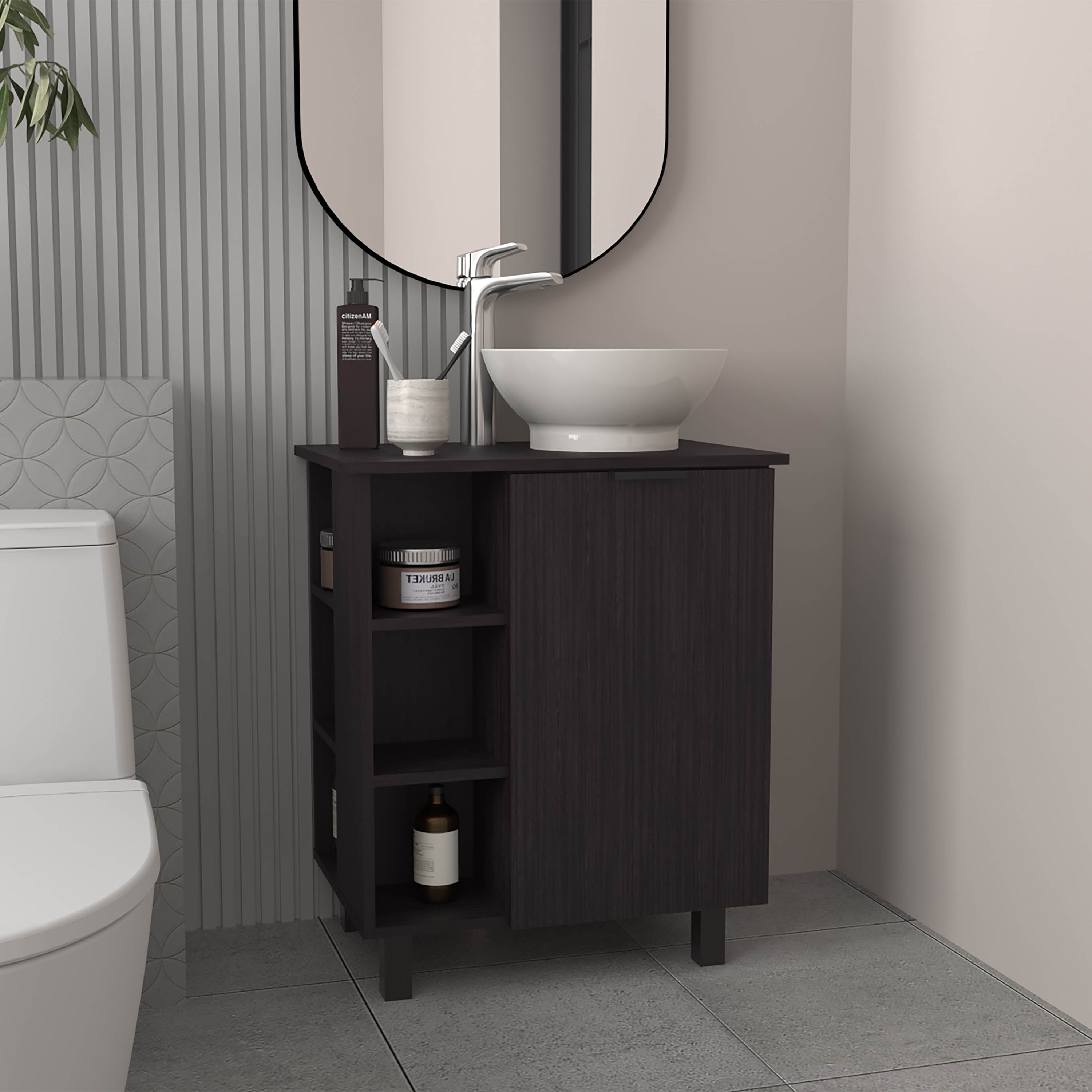 Modern Bathroom Vanity Allegra Vessel Sink Vanity With One Door Storage ...