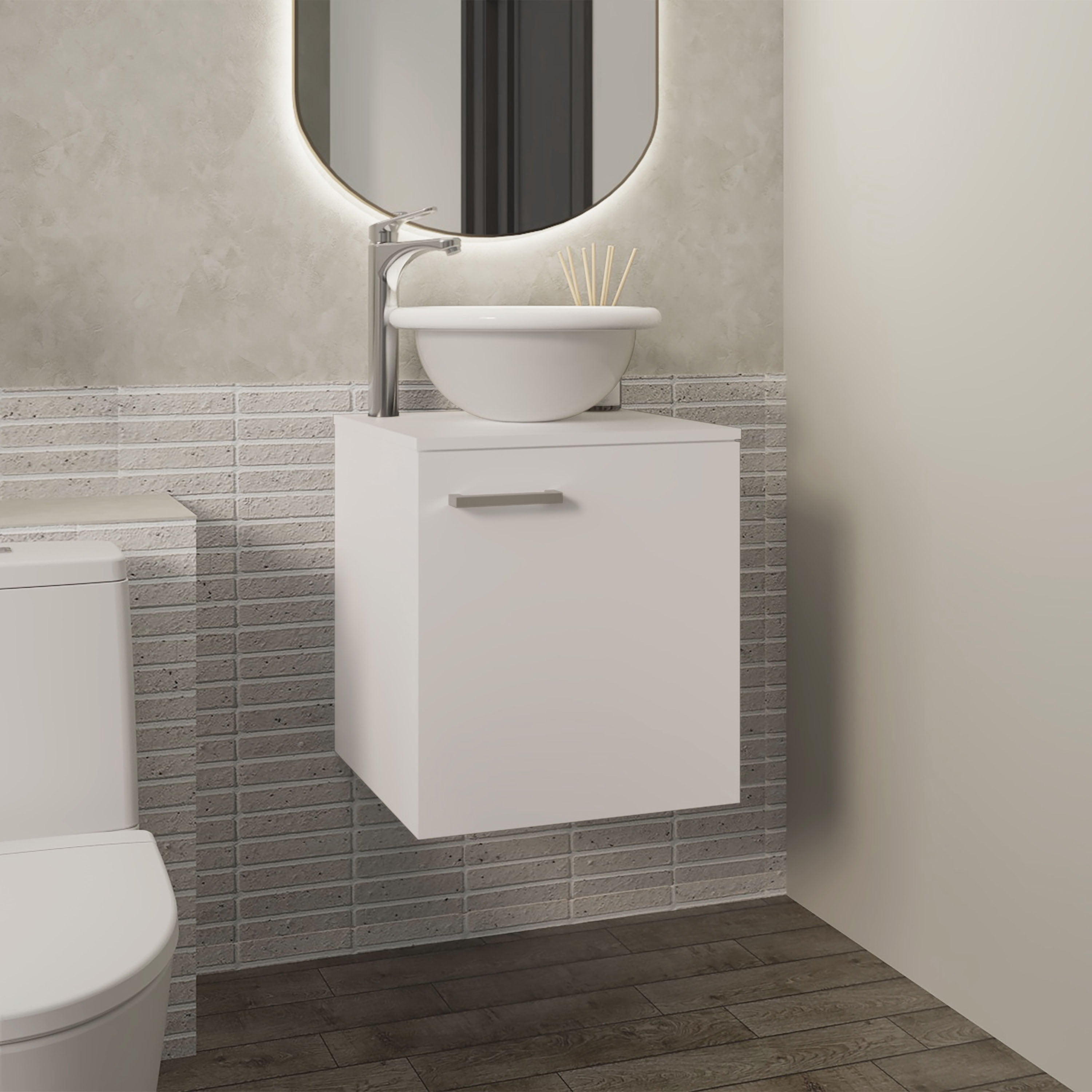Modern Bathroom Vanity Clyde Floating, Wide One-Door Cabinet Vanity ...