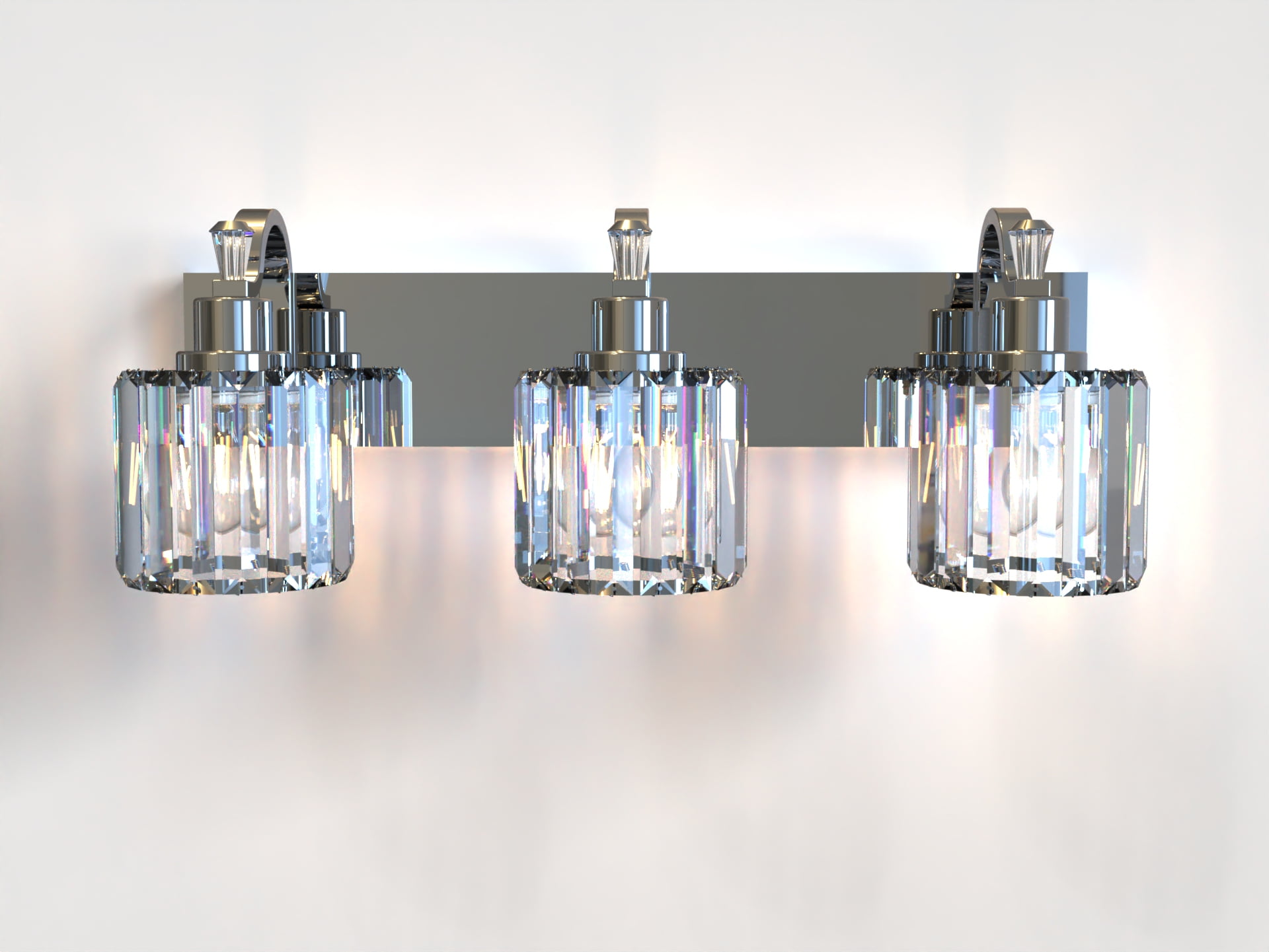 Modern Bathroom Vanity Light 3-Lights Stainless Steel Crystal Bathroom ...