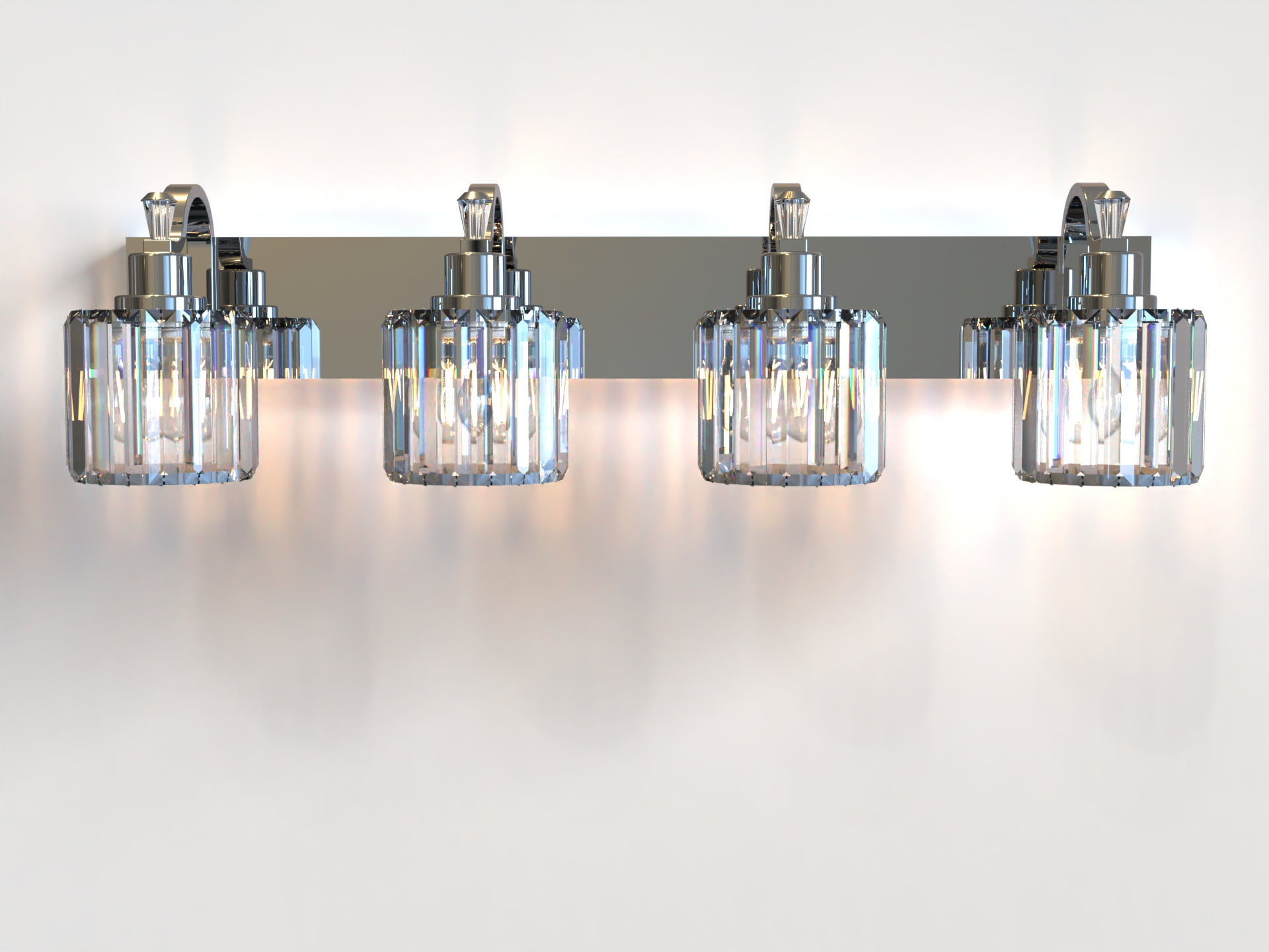 Modern Bathroom Vanity Light 3-Lights Stainless Steel Crystal Bathroom ...