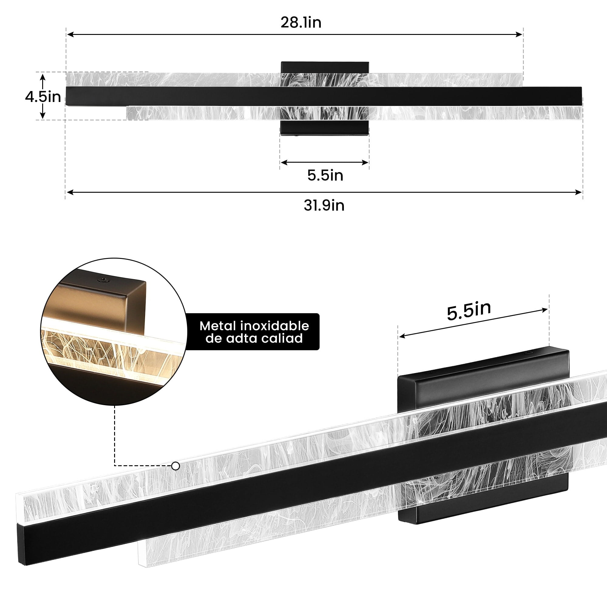 Modern Bathroom Vanity Light Dimmable LED Bath Bar Light Fixtures Over ...