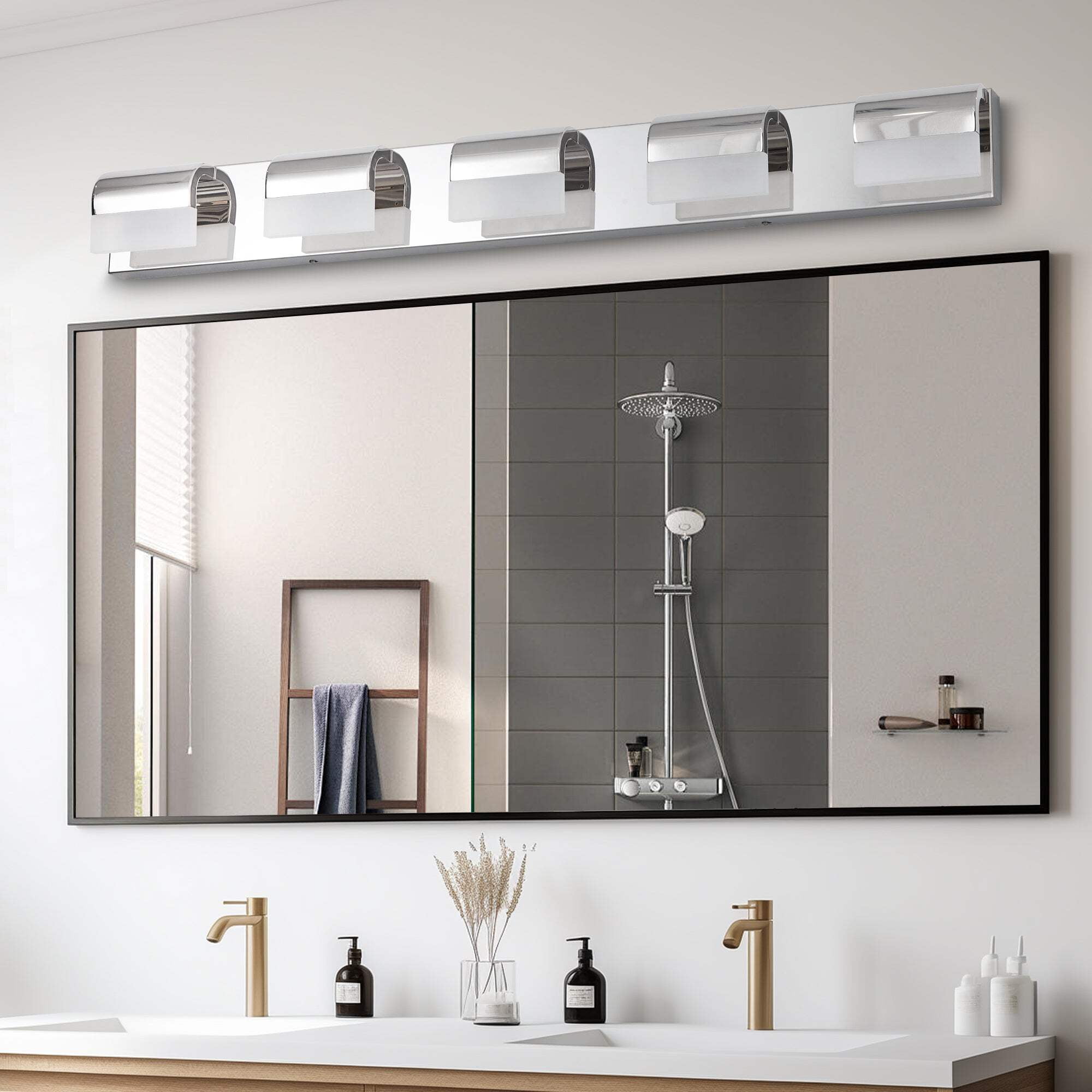 Modern Bathroom Vanity Lighting 5 Light Led Vanity Lights Over Mirror ...