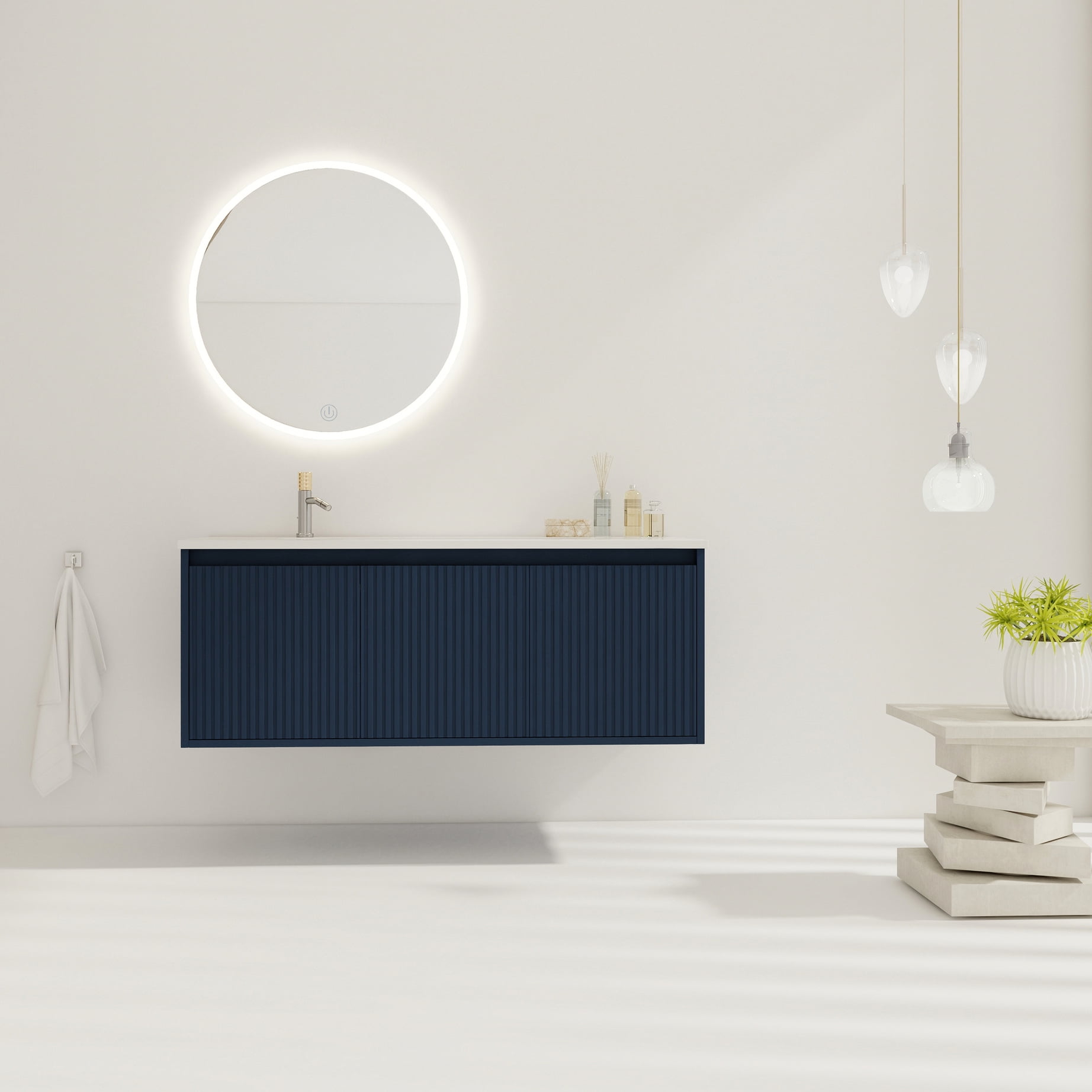 Modern Bathroom Vanity with Resin Sink / 4.72-inch Sink Depth, Spacious ...