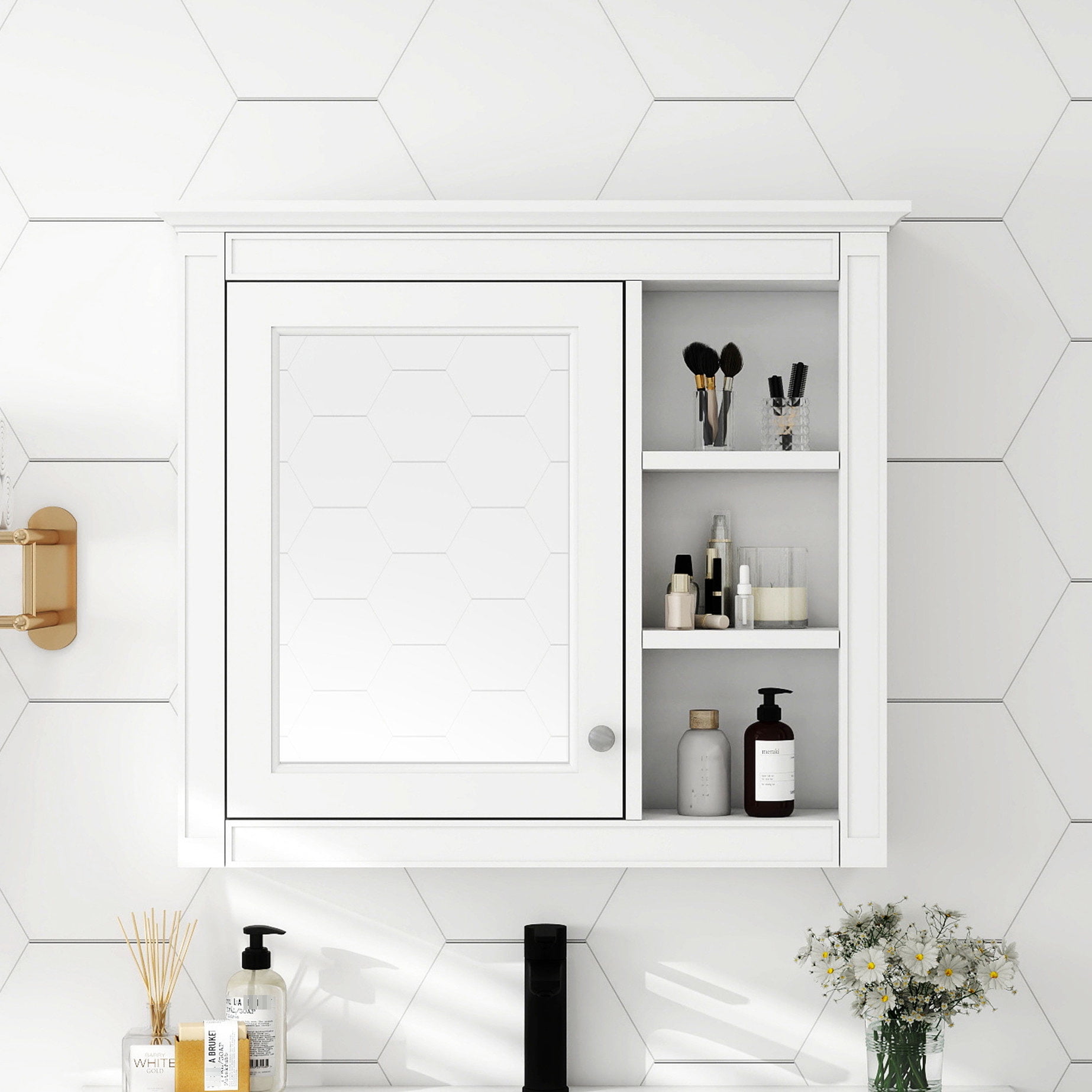 Modern Bathroom Wall Cabinet with Mirror, 30'' x 28'', Premium Hinges ...