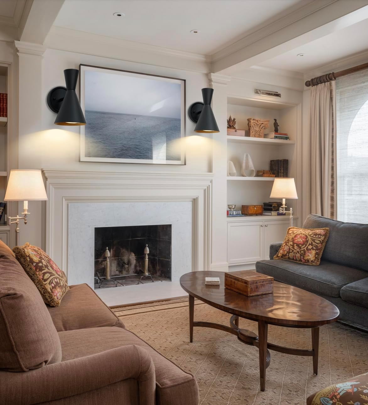 Modern Battery Powered Adjustable Wall Sconces Light Set of 2 with ...