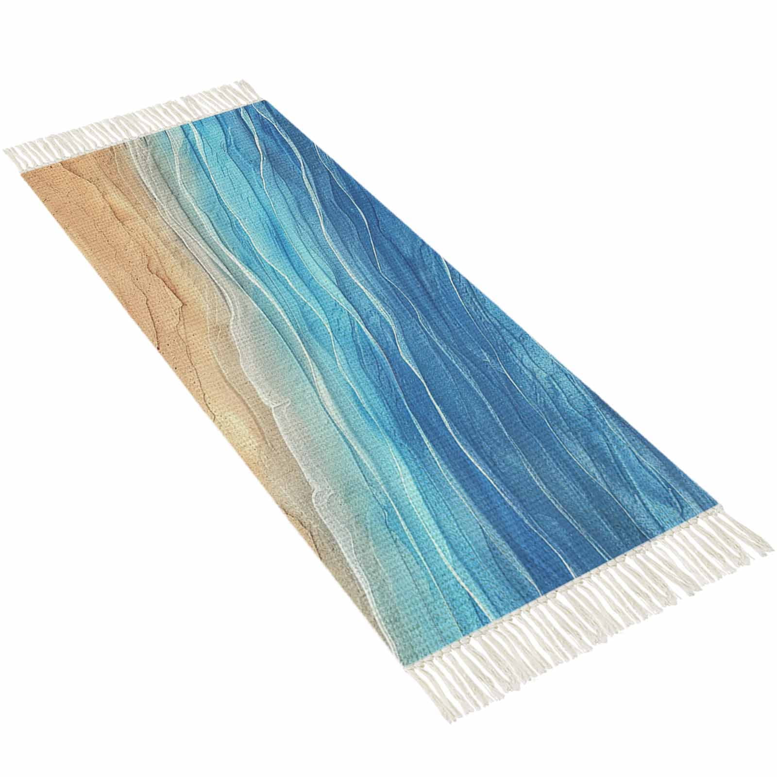 Modern Beach Kitchen Runner Rug 2x4 Bedside Rug with Tassel Cotton ...