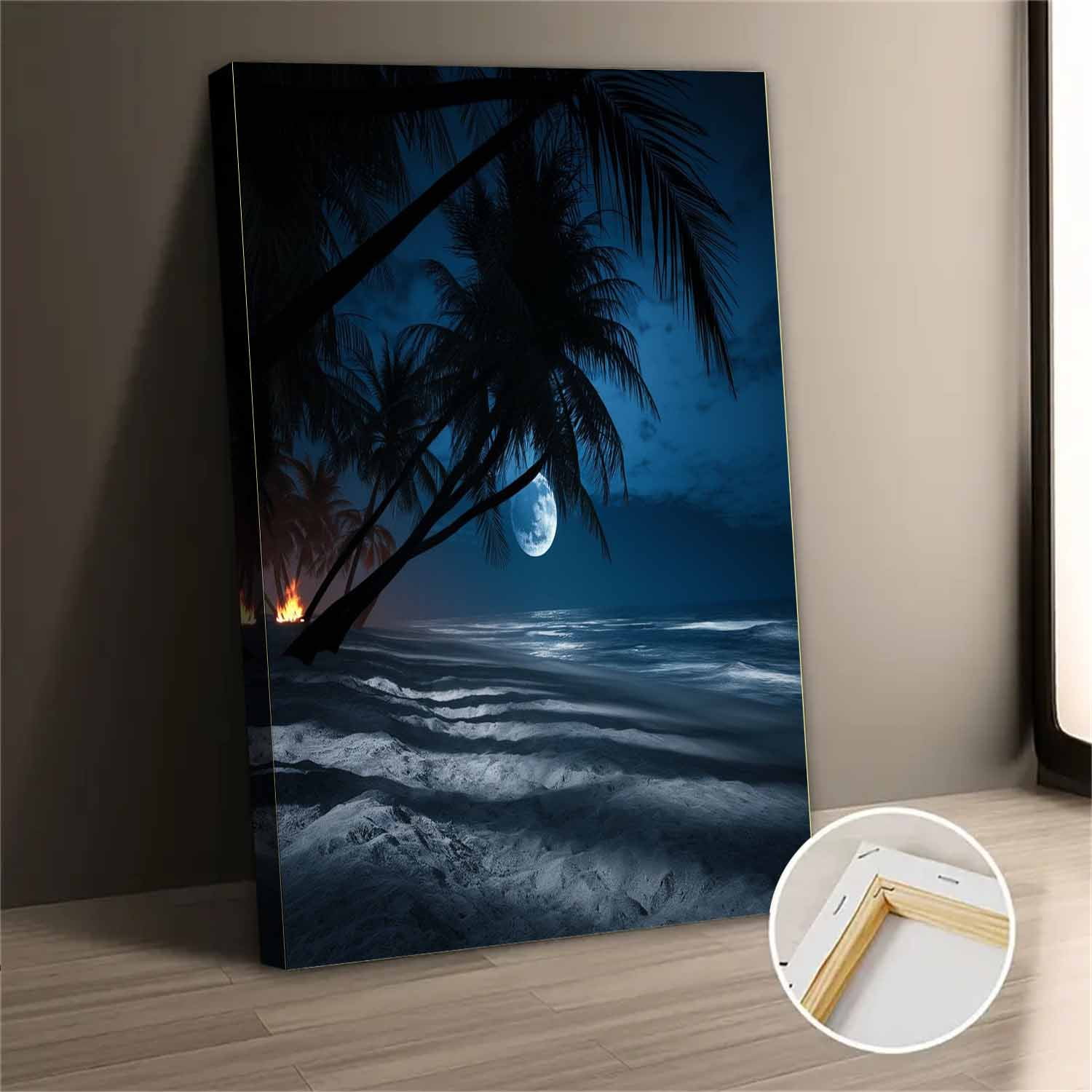 Modern Beach Night Scene Canvas Wall Art For Living Room - Walmart.com