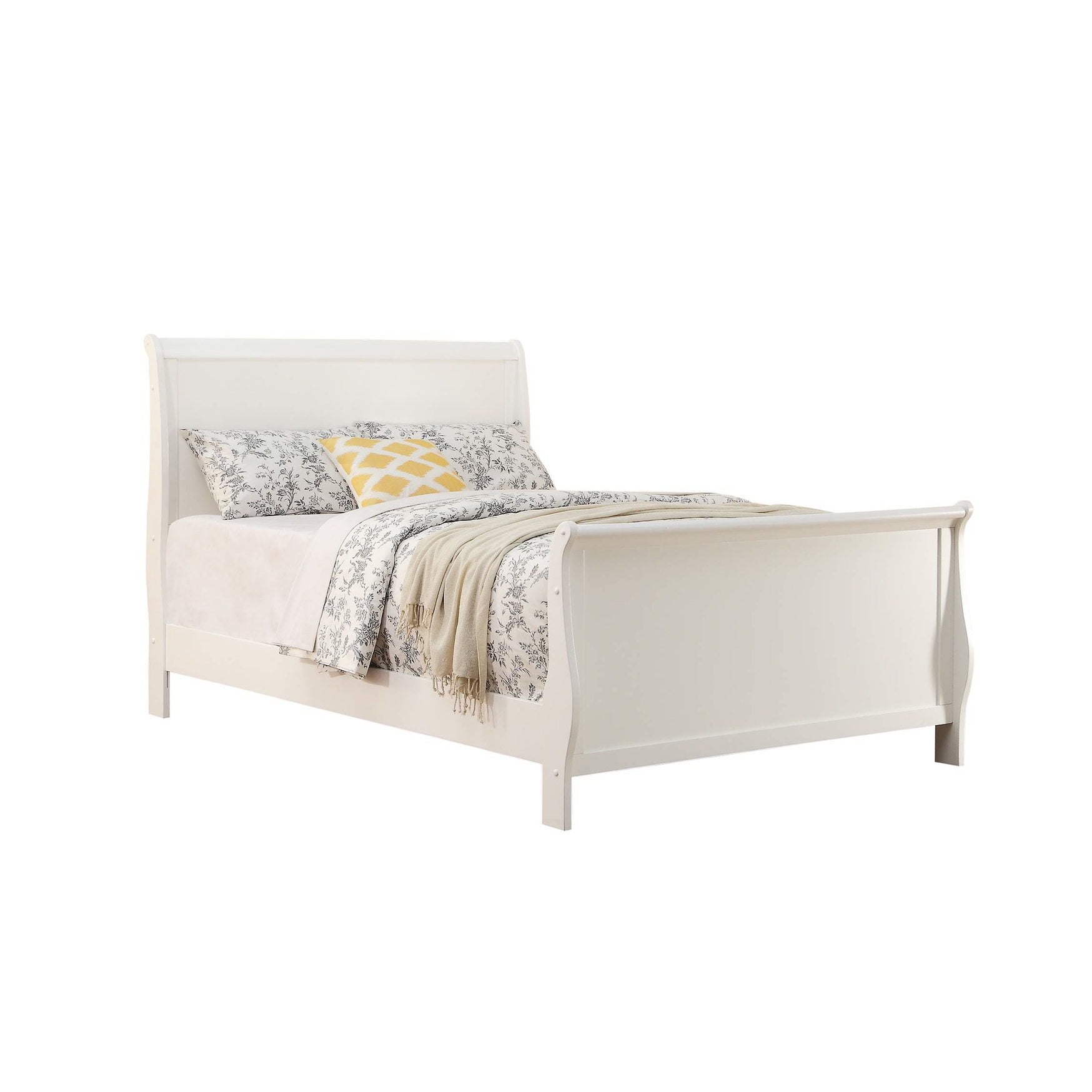 Modern Bed for Bedroom / White Color Scheme / Sleigh Bed Design ...