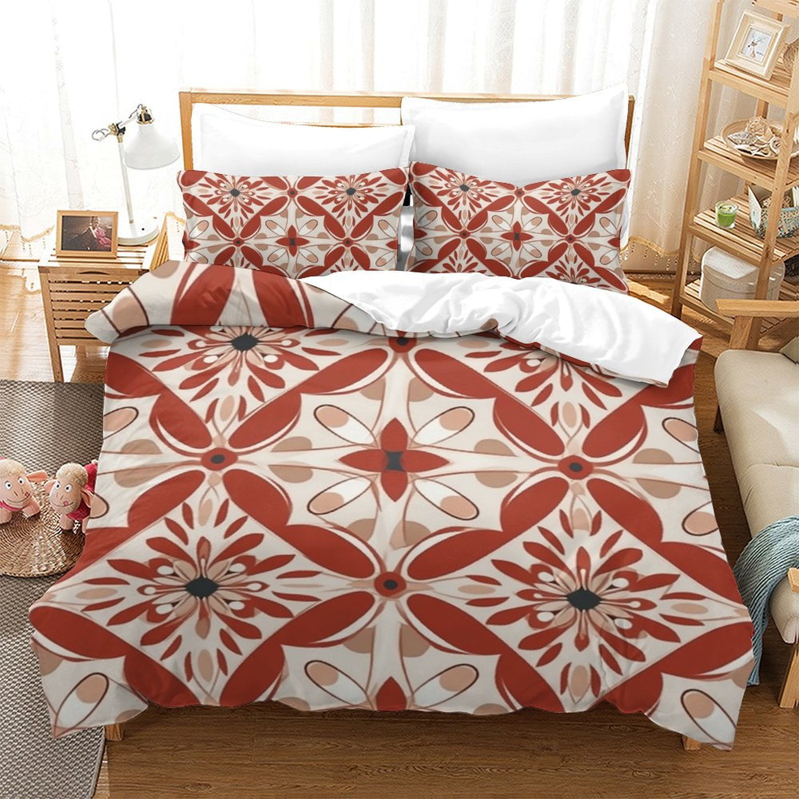 Modern Bedding Set Abstract Flower Printed Bedspreads Woman Soft ...