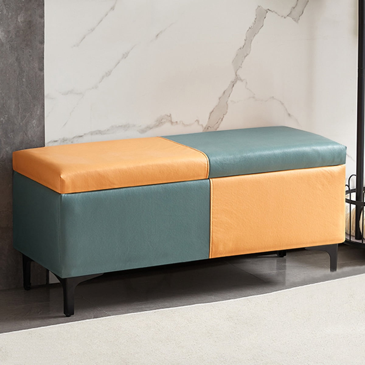 Modern Bedroom Bench, Rectangle Foot Stool Upholstered Entryway Ottoman ...
