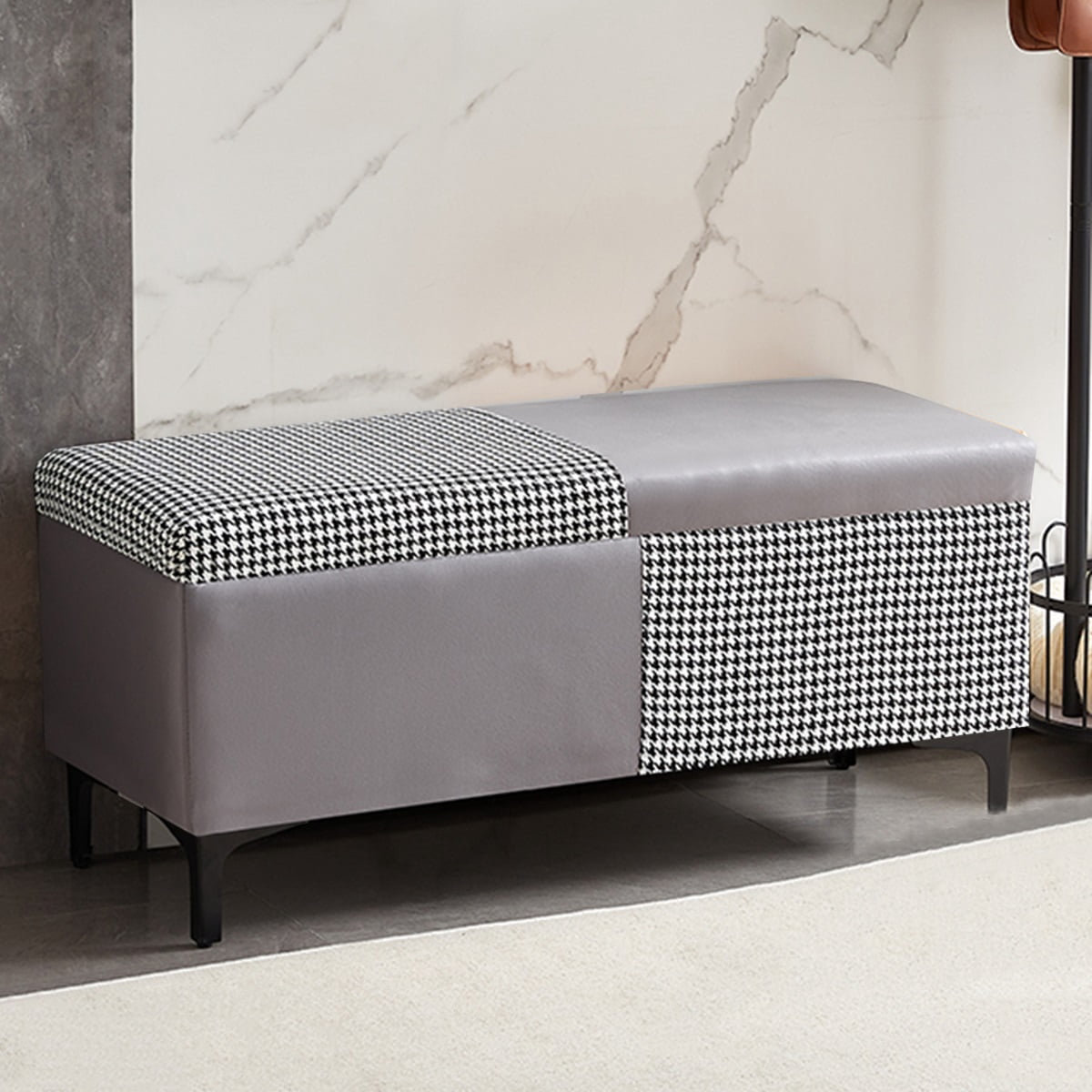 Modern Bedroom Bench, Rectangle Foot Stool Upholstered Entryway Ottoman ...