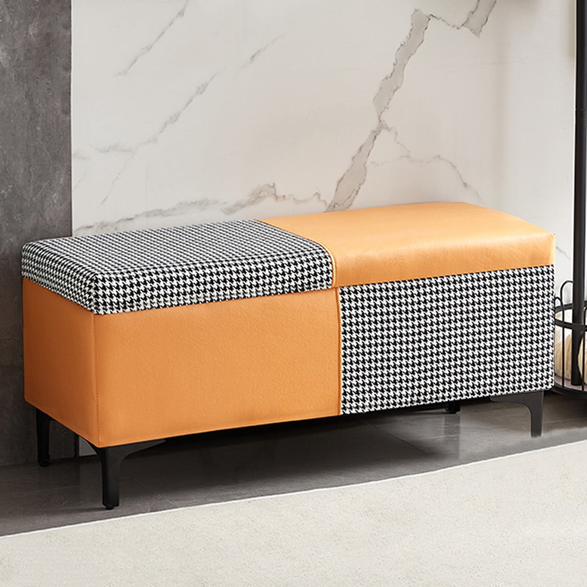 Modern Bedroom Bench, Rectangle Foot Stool Upholstered Entryway Ottoman ...
