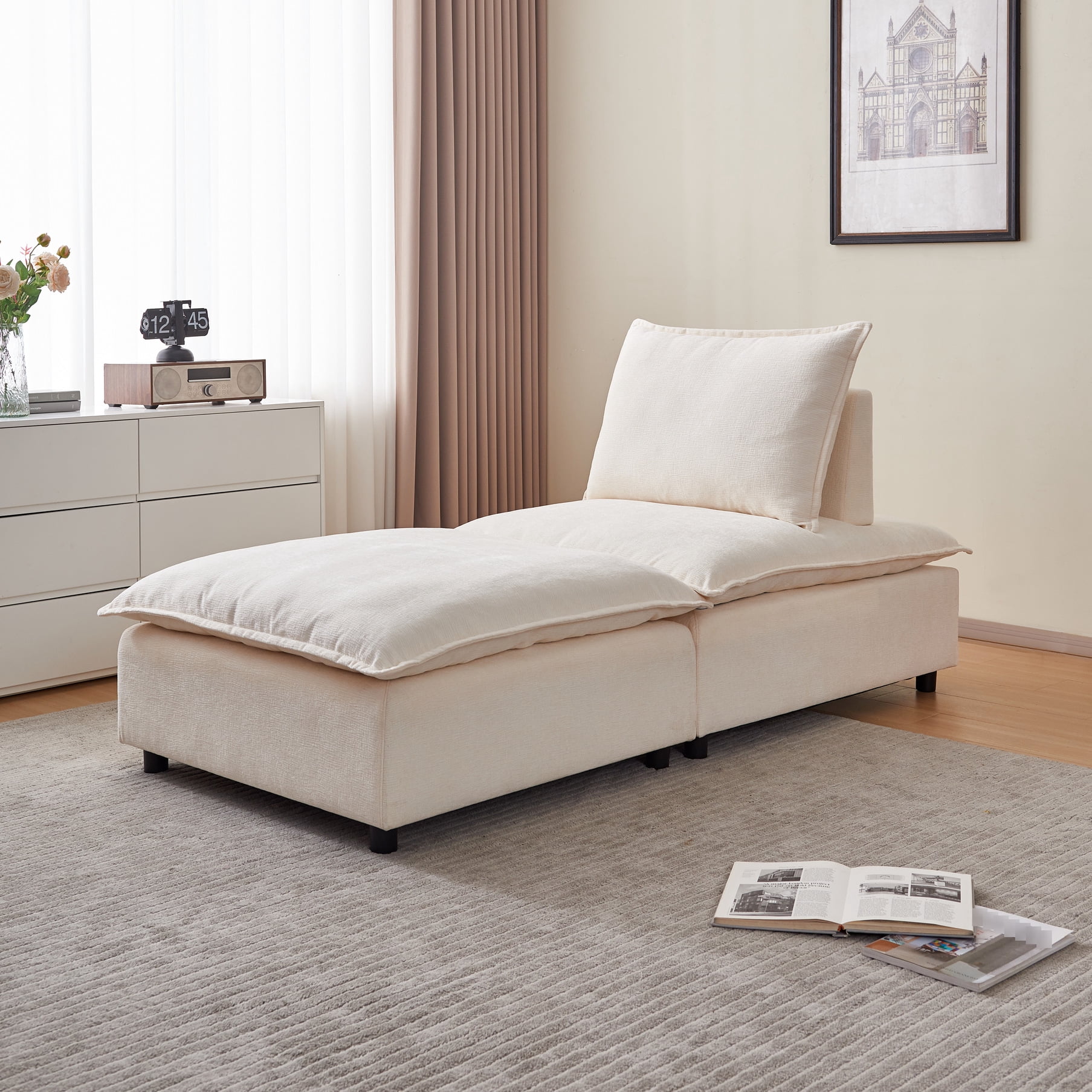 Modern Bedroom With - Chenille Fabric, Solid Wood Base, Foam Padding ...