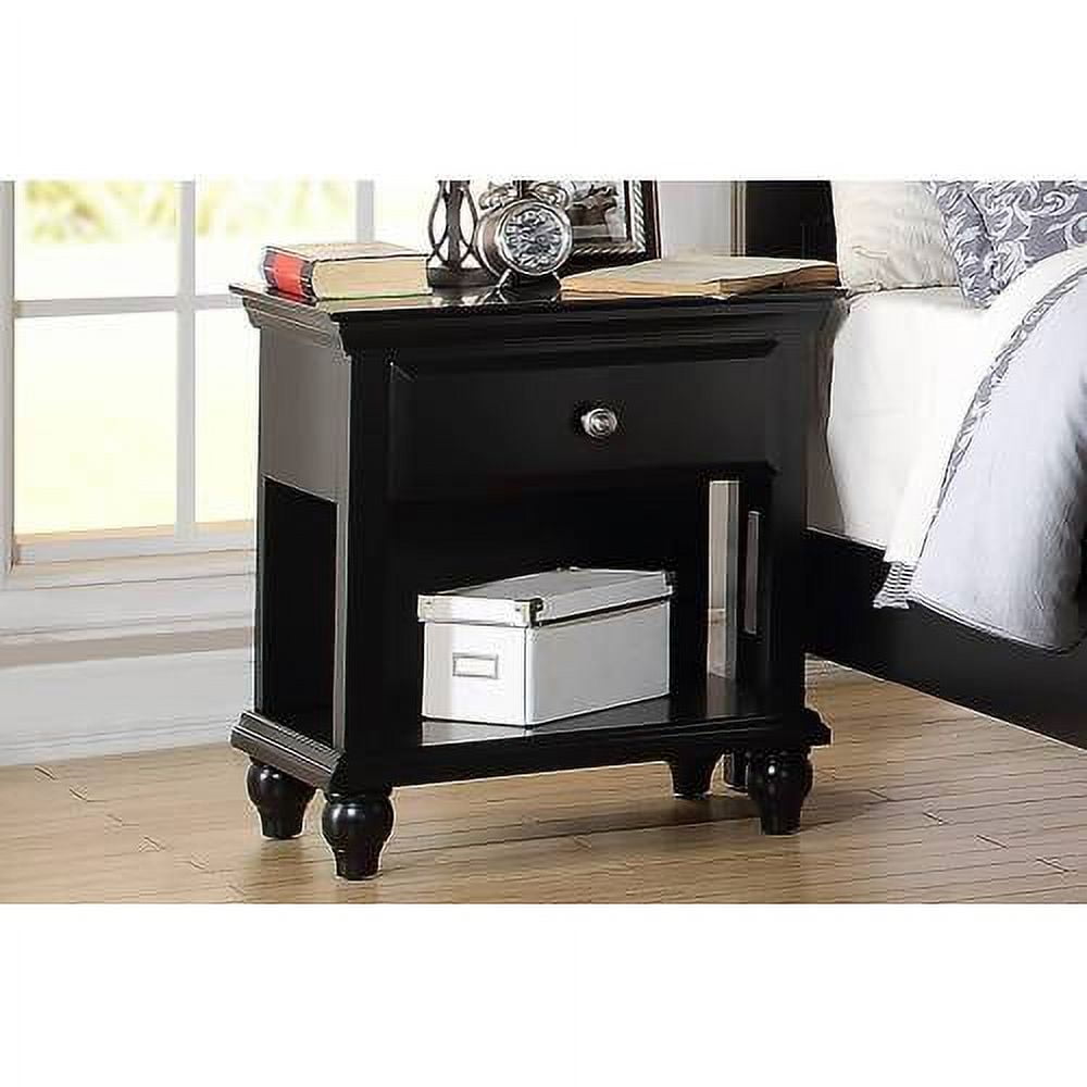 Modern Bedroom Nightstand Black Color Wooden 1 Drawers And Shelf Bed ...