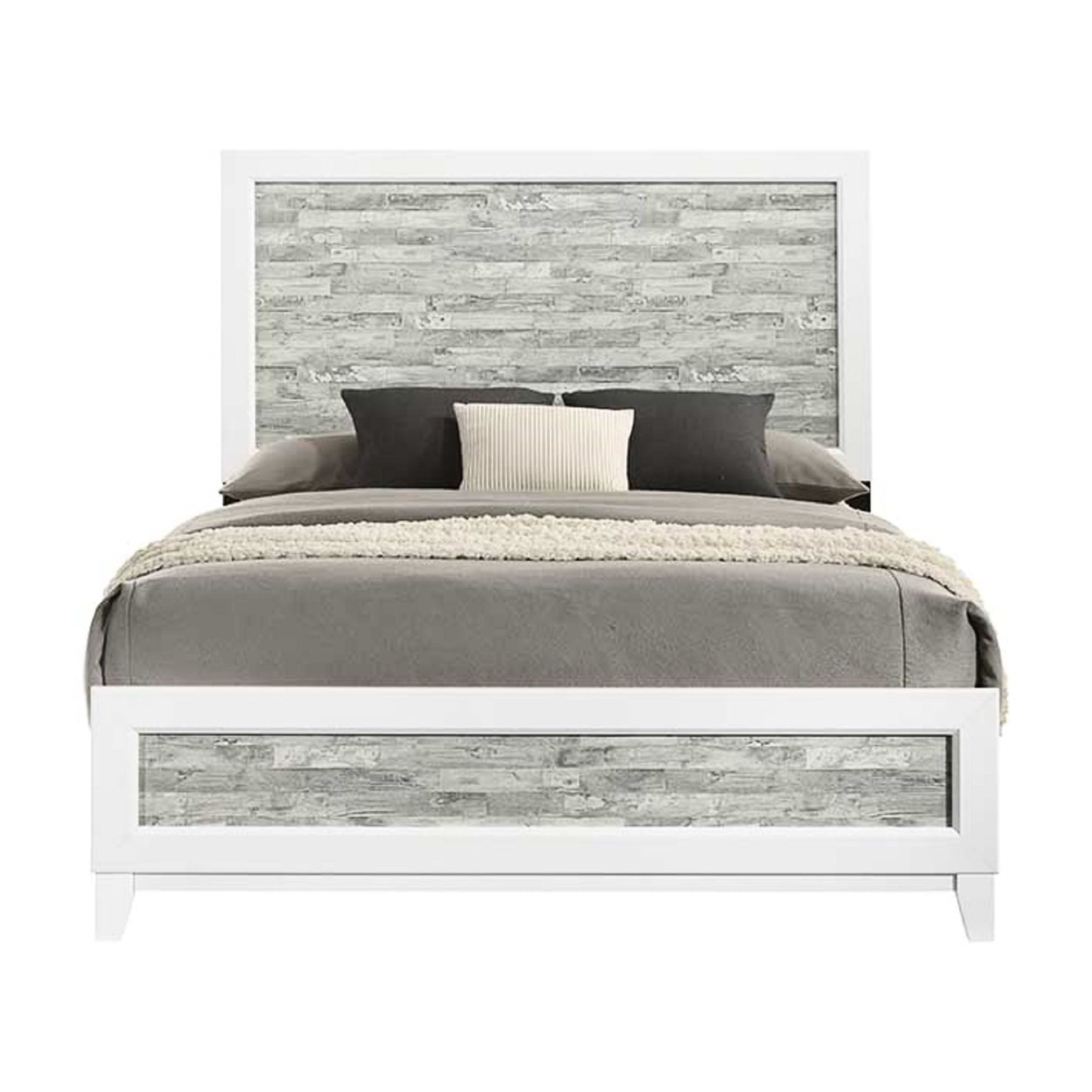 Modern Bedroom Queen Bed With Gray/white Headboard And Panel Stable ...