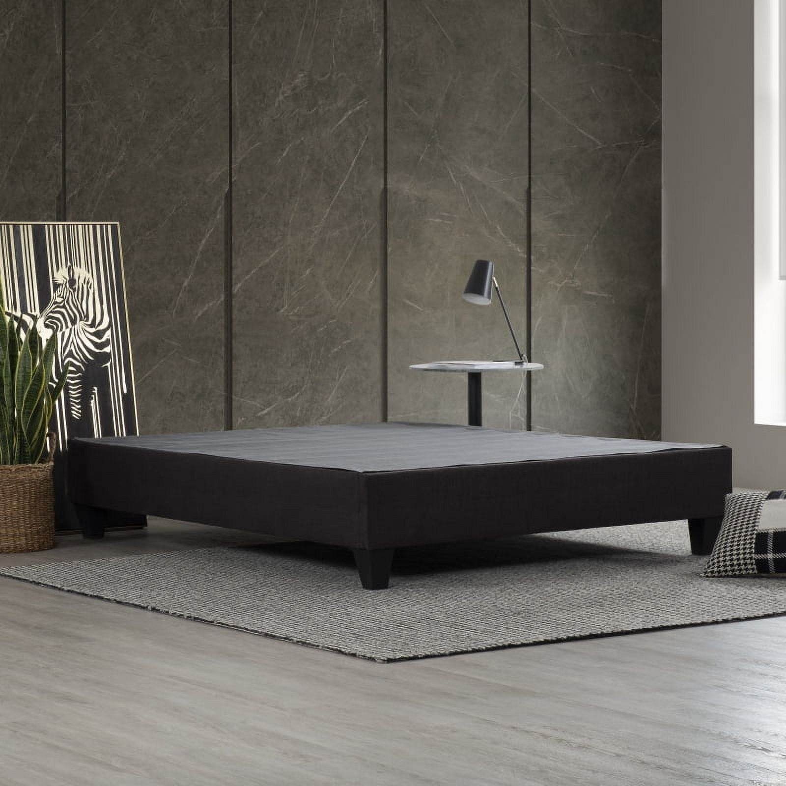Modern Bedroom Upholstered King-Size Platform Bed Base, Wooden Mattress ...